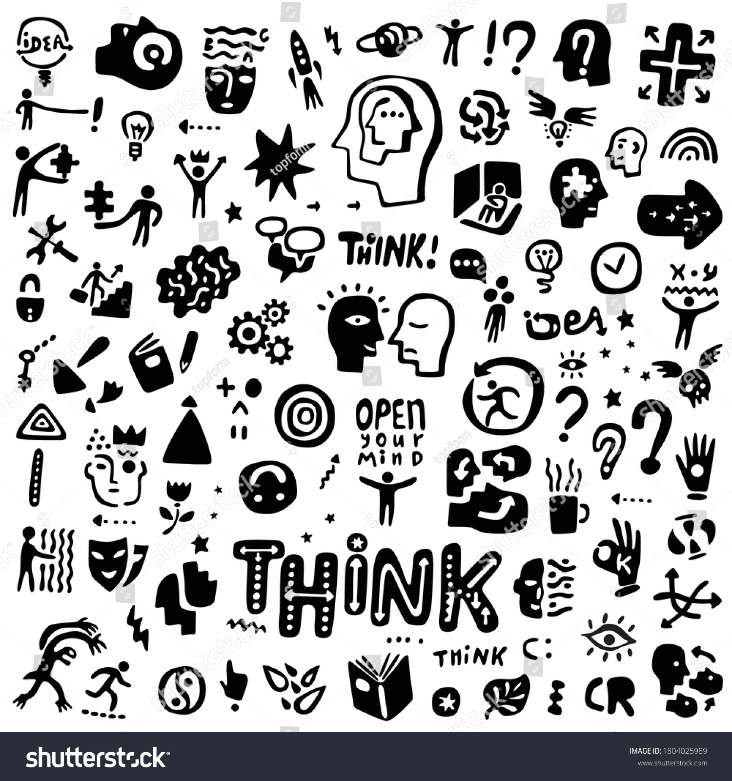 Thinking Psychology Vector Doodle Set Stock Vector (Royalty Free ...