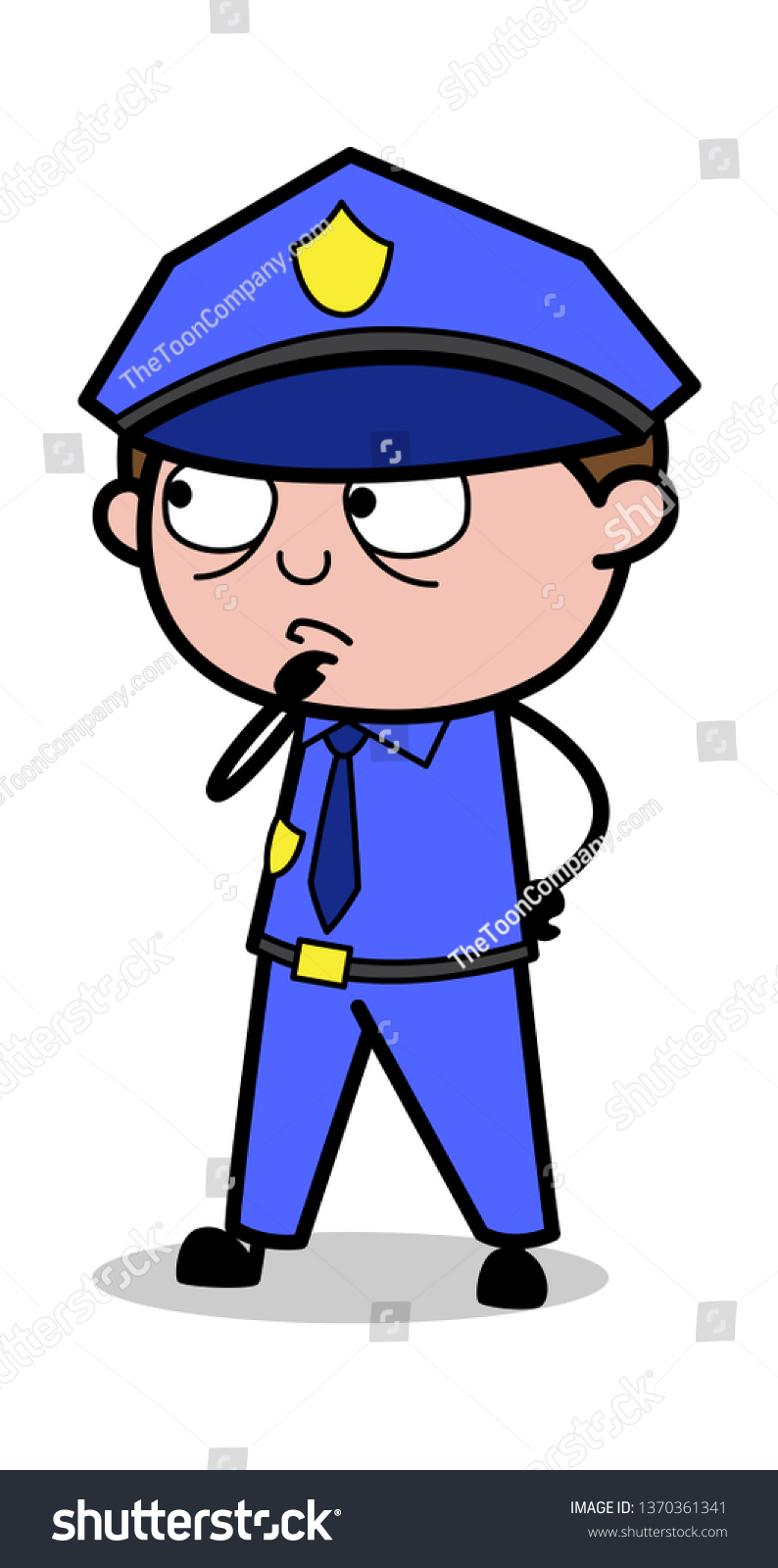 Thinking Retro Cop Policeman Vector Illustration Stock Vector (Royalty ...