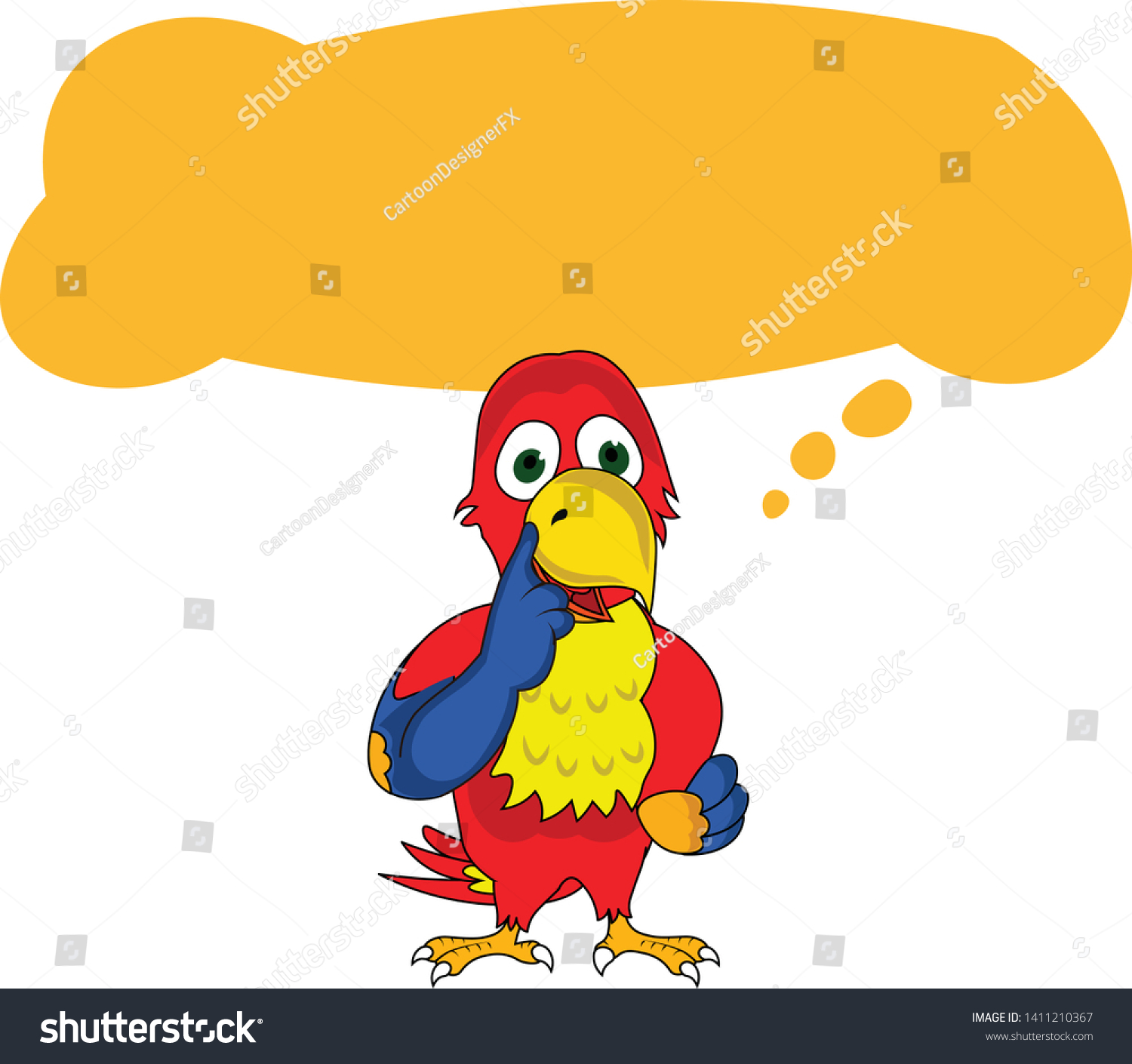 Thinking Smart Colorful Parrot Empty Thought Stock Vector (Royalty Free ...