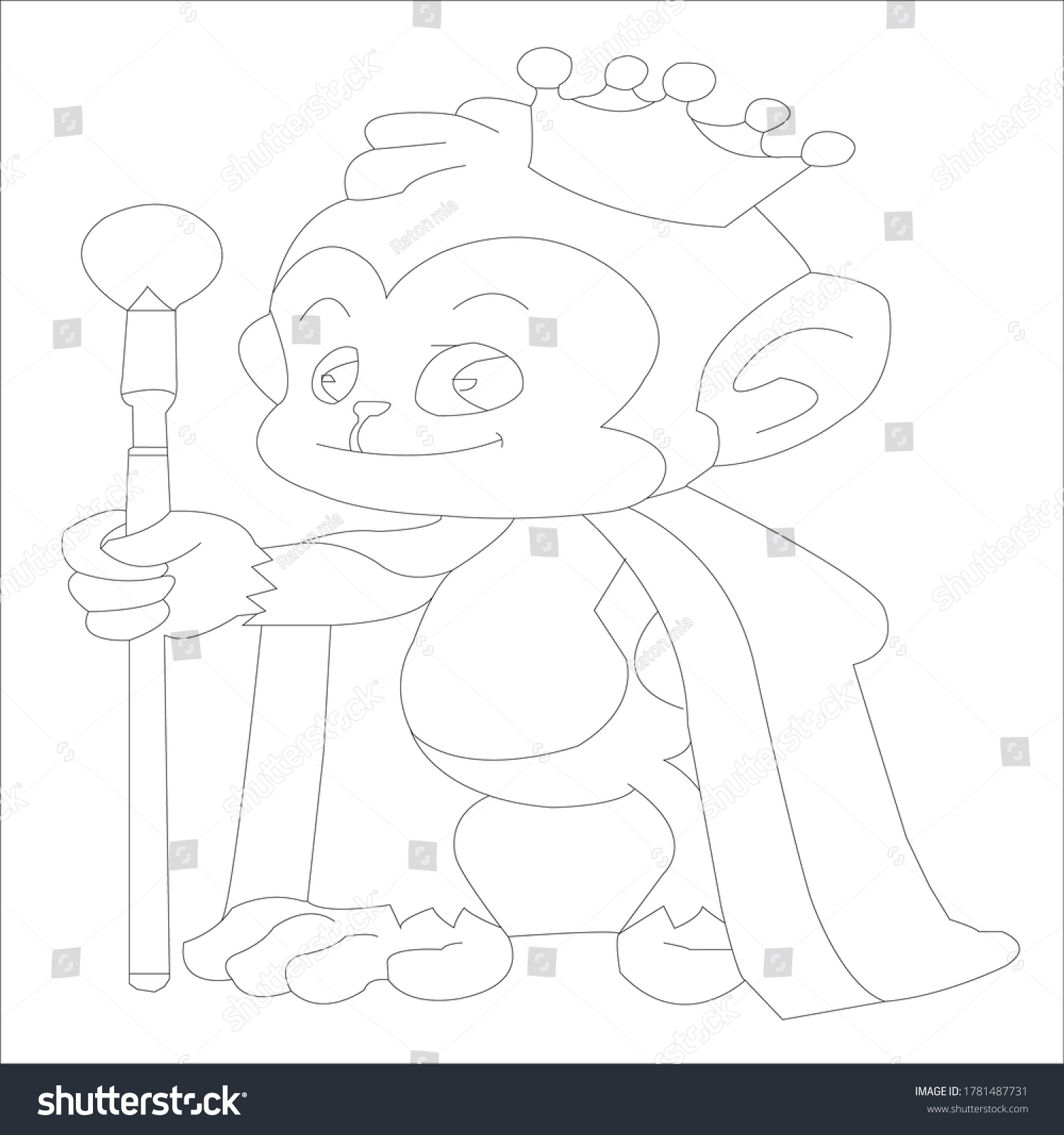 This Funny Monkey Coloring Page Stock Vector (Royalty Free) 1781487731