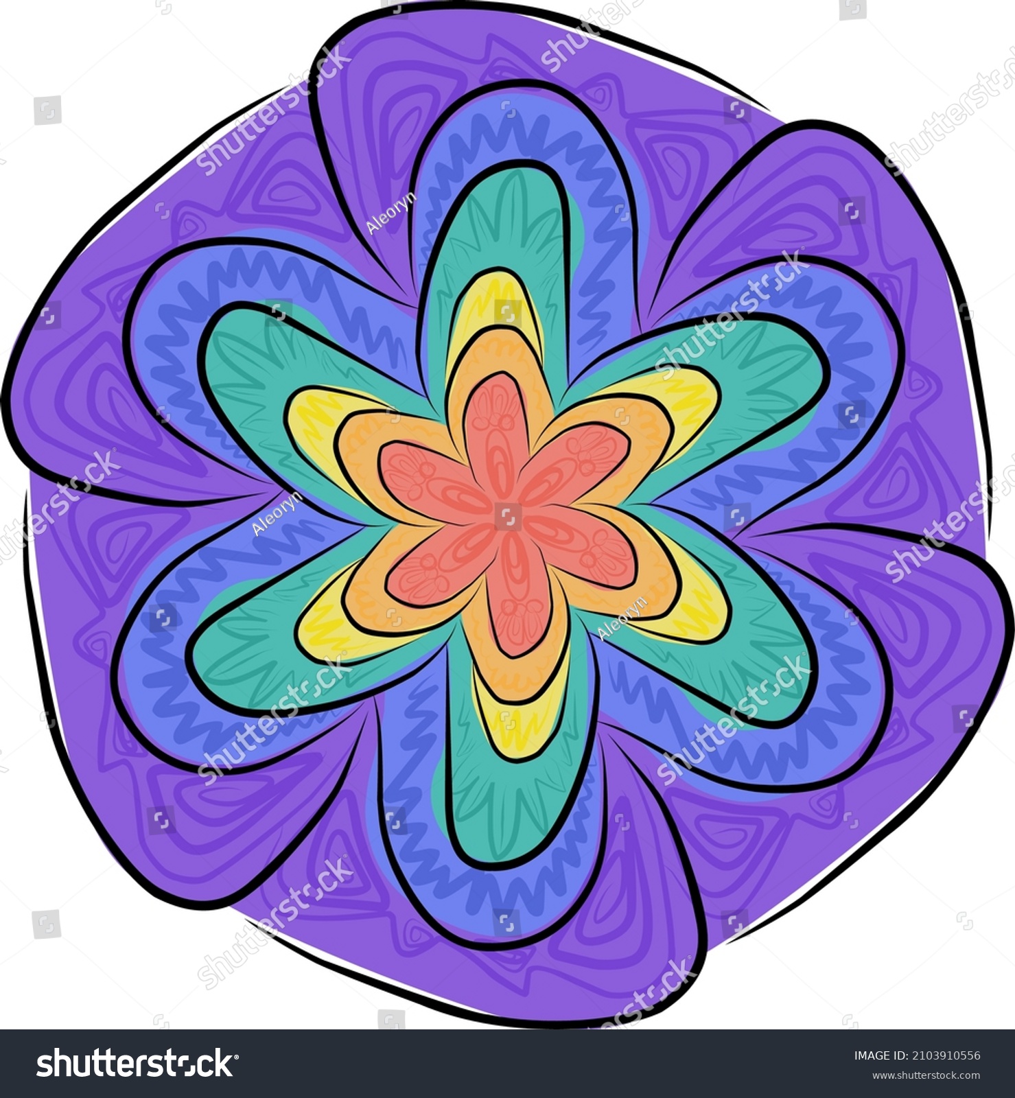 This Rainbow Flower Pattern Stock Vector (Royalty Free) 2103910556 ...