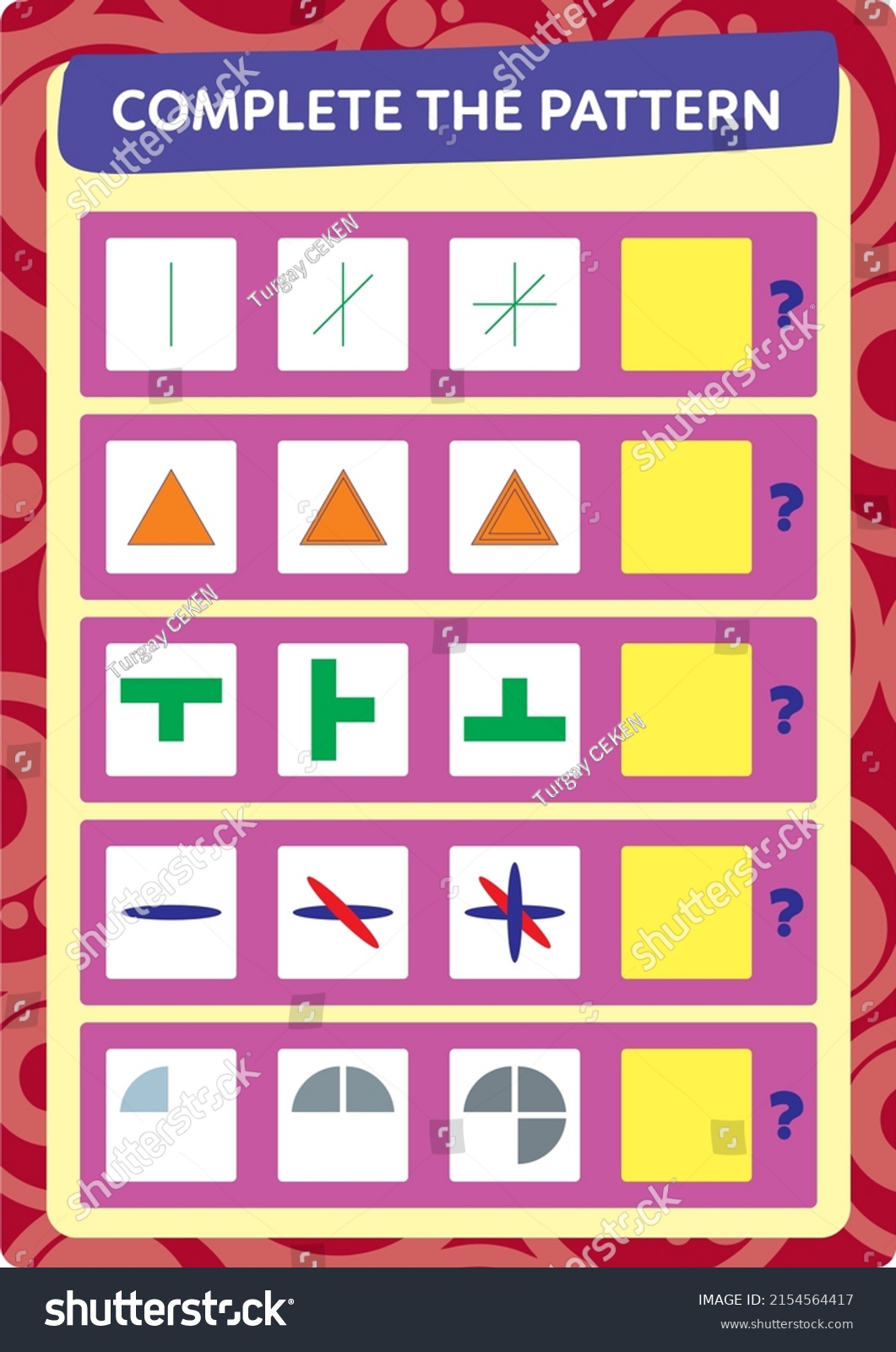 This Worksheet Pattern Completion Activity Correct Stock Vector ...