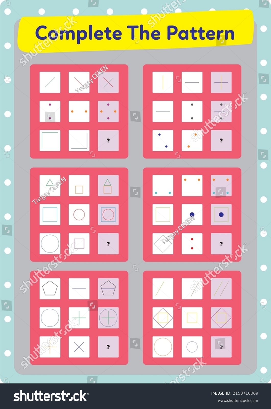 This Worksheet Pattern Completion Activity Necessary Stock Vector ...