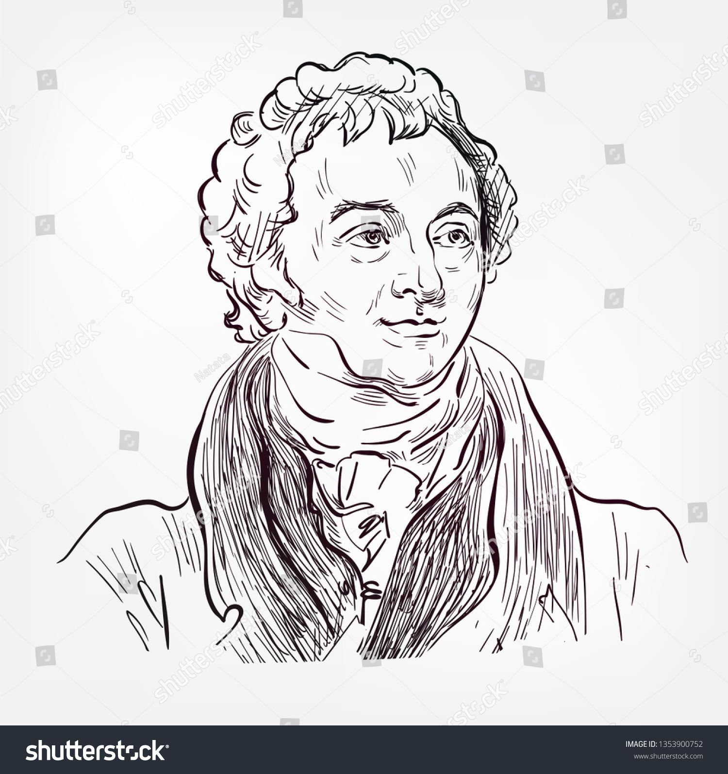 Thomas Young Vector Sketch Portrait Stock Vector (Royalty Free) 1353900752