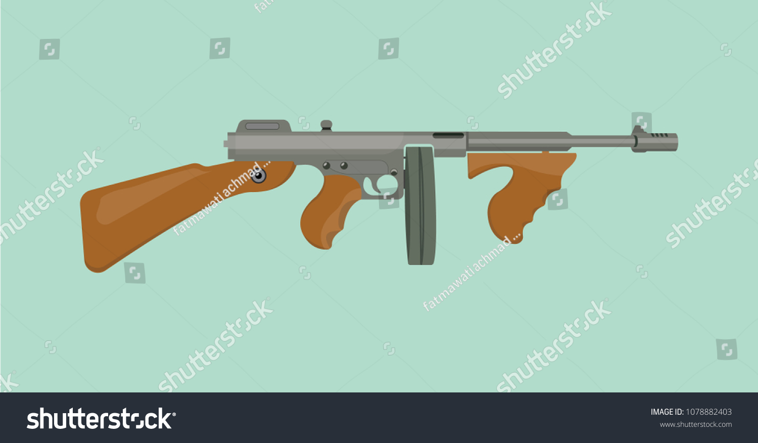 Thompson Tommy Submachine Gun Vector Flat Stock Vector (Royalty Free ...