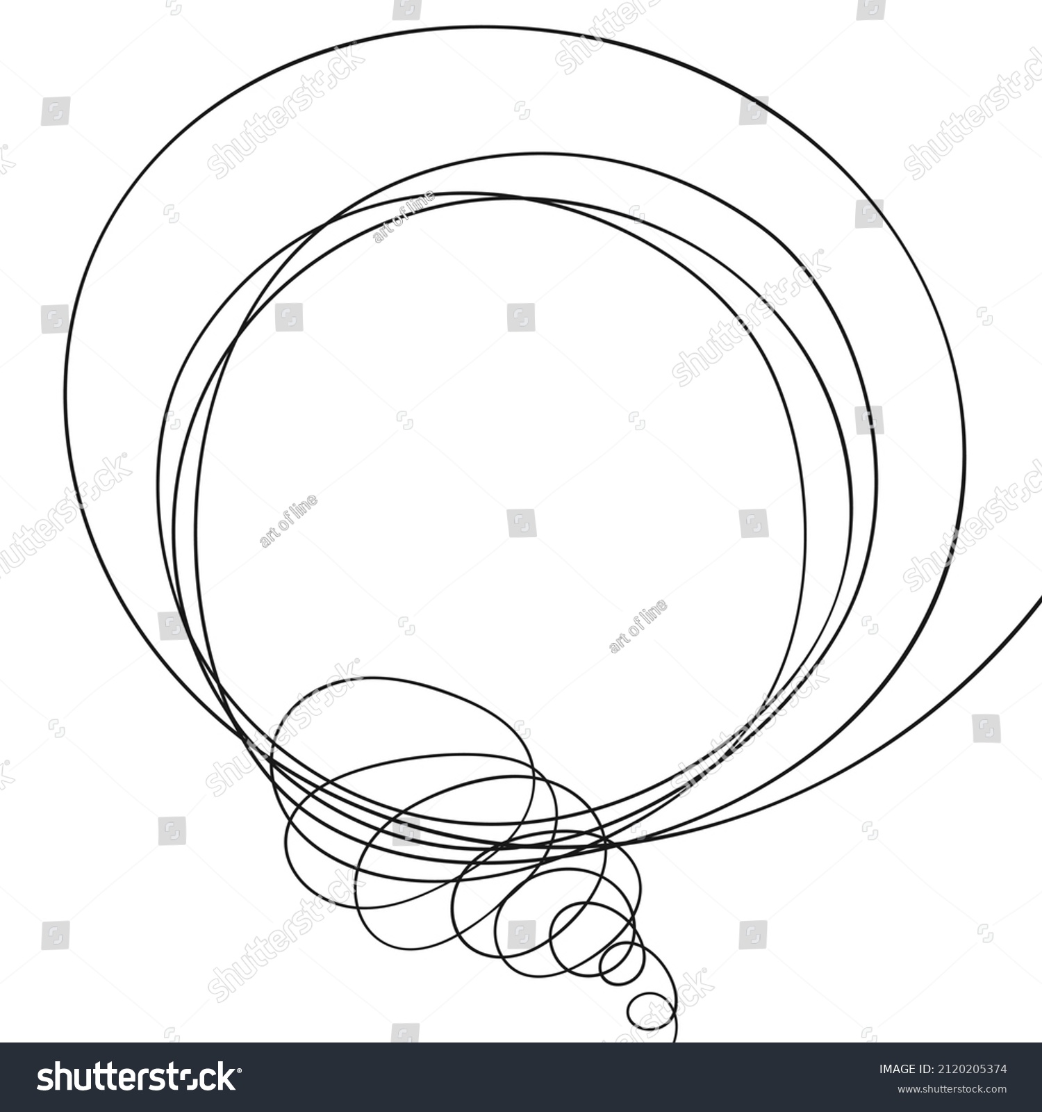 Thought Bubble Line Drawing Tangled Round Stock Vector (Royalty Free ...