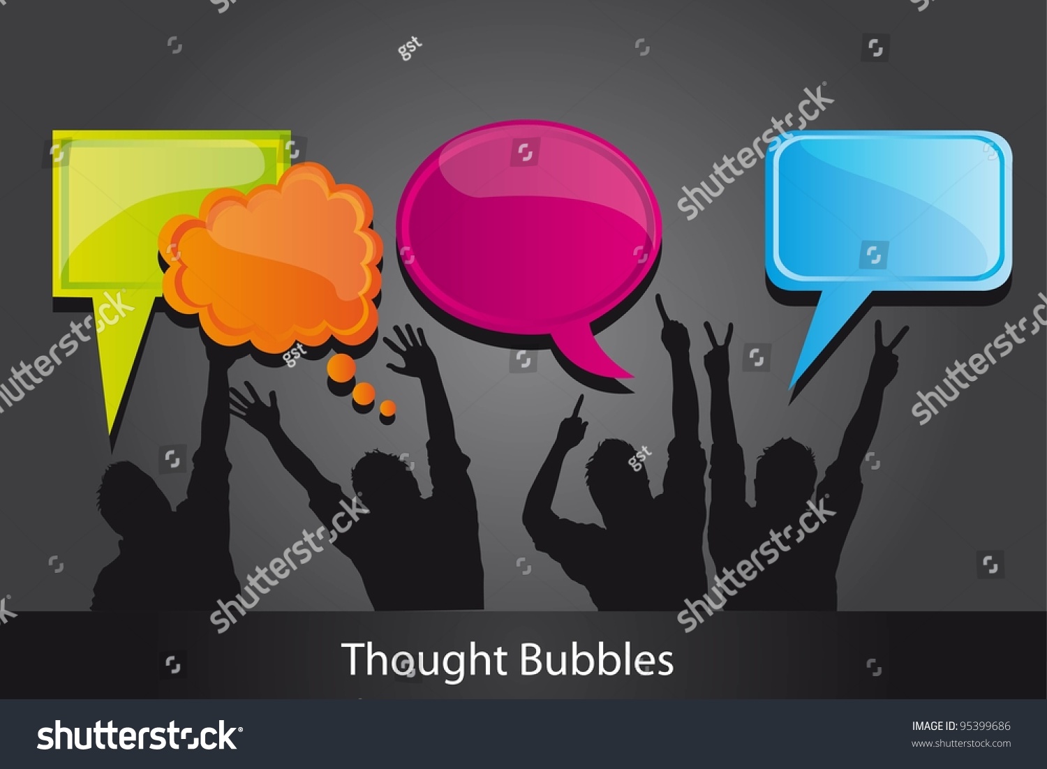 Thought Bubbles Men Silhouettes Vector Illustration Stock Vector ...
