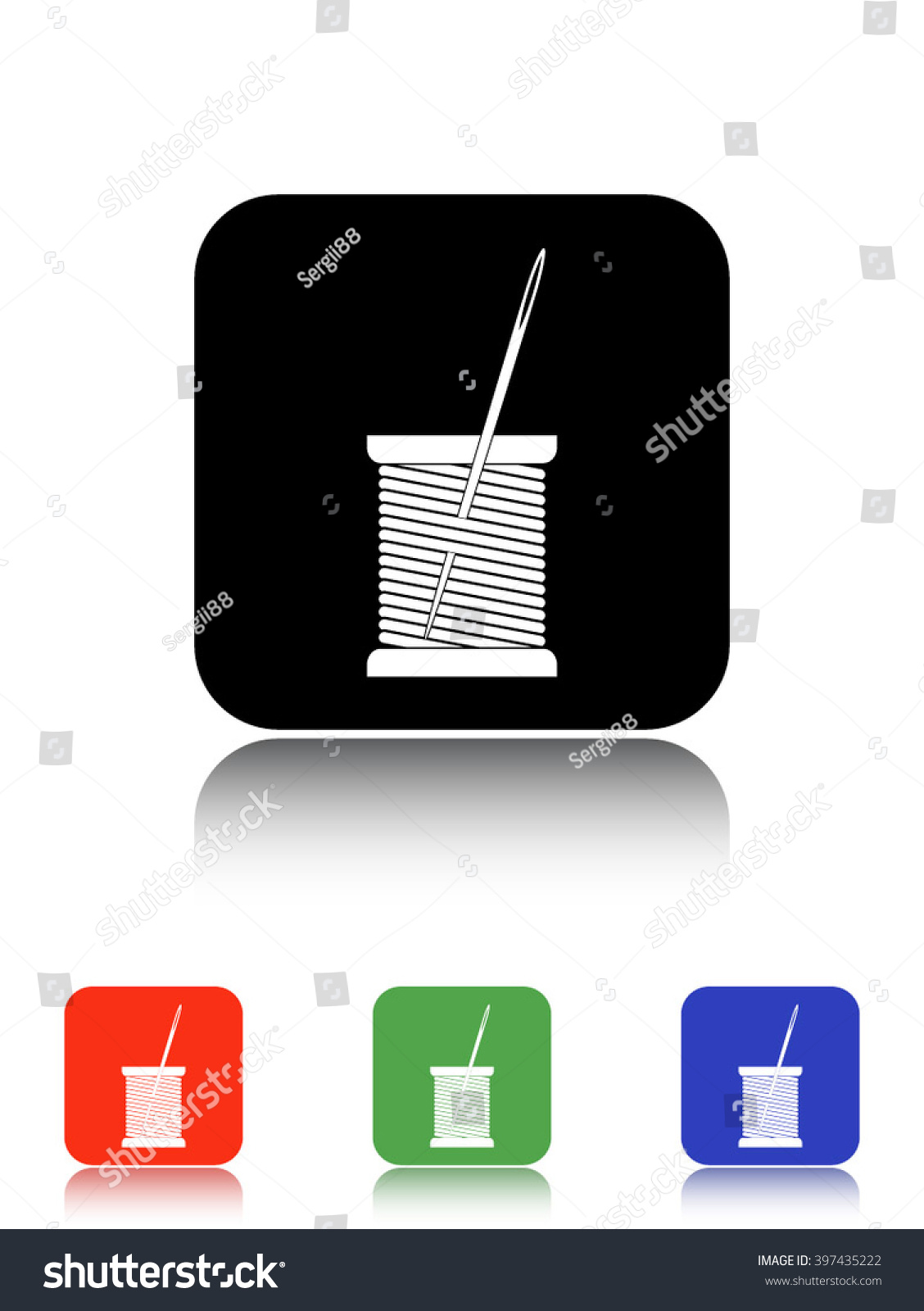 Thread Spool Needle Vector Icon Black Stock Vector (Royalty Free ...