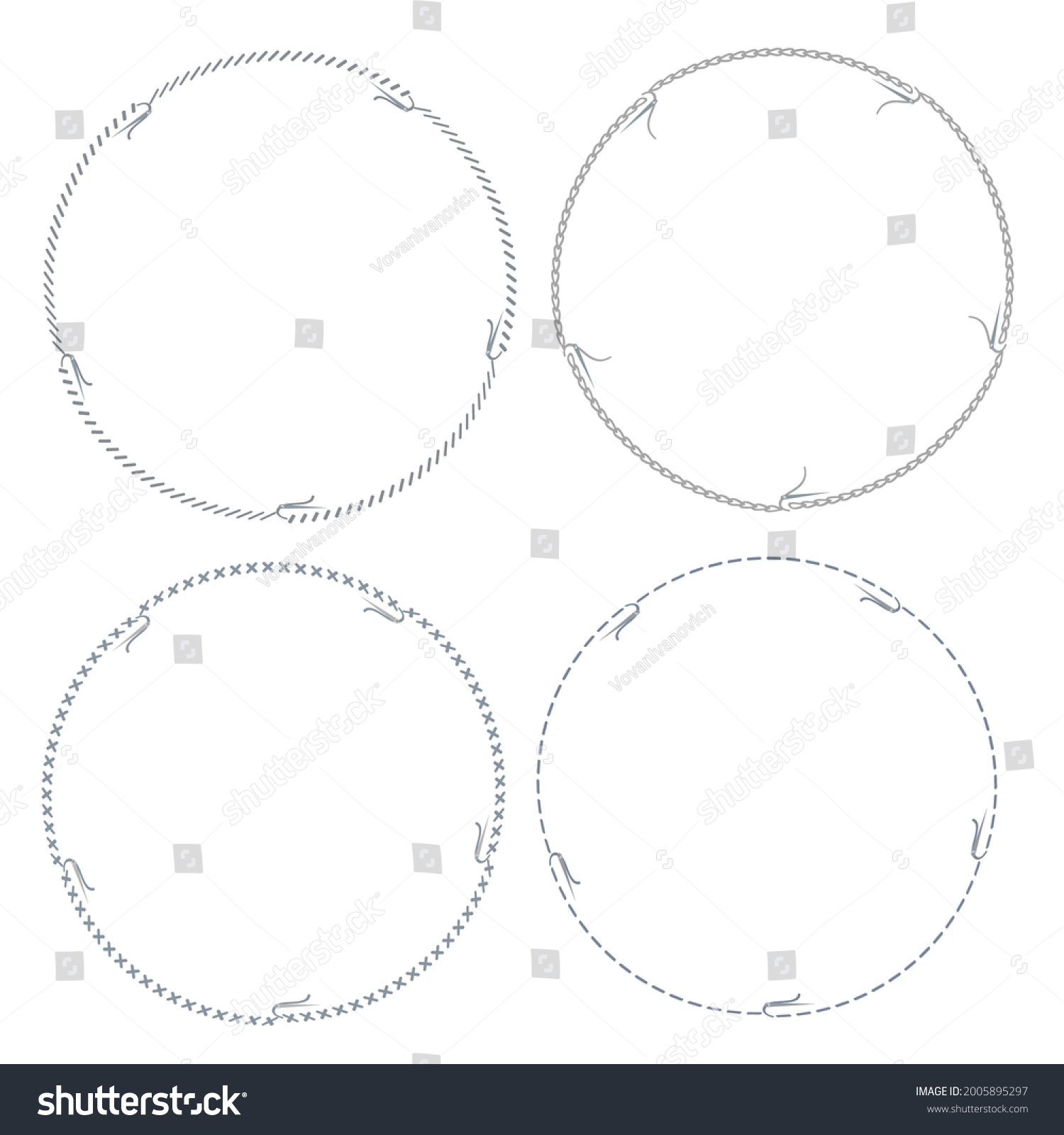 Thread Needle Round Circle Border Frame Stock Vector (Royalty Free ...