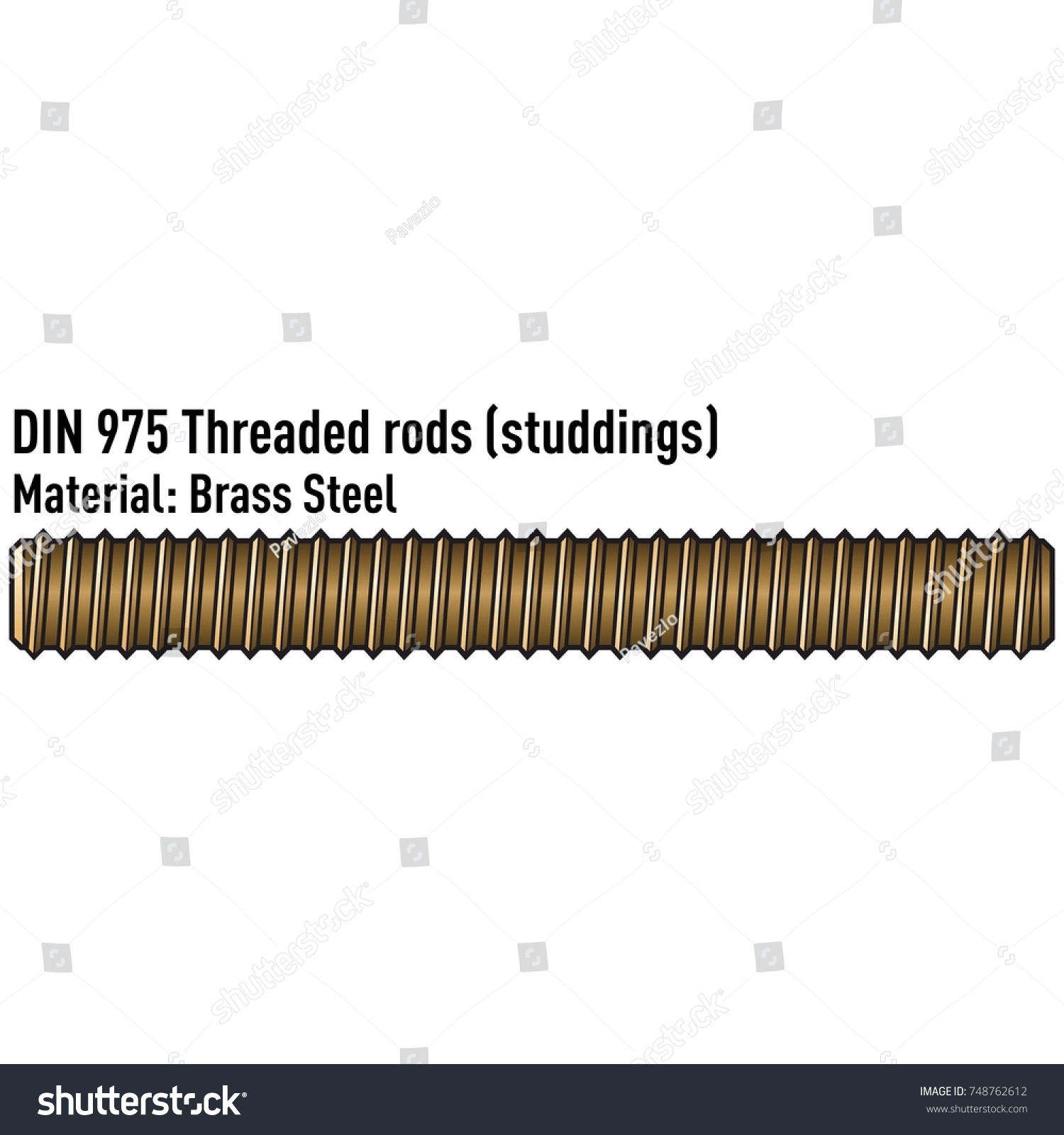 Threaded Rods Brass Steel Stock Vector (Royalty Free) 748762612