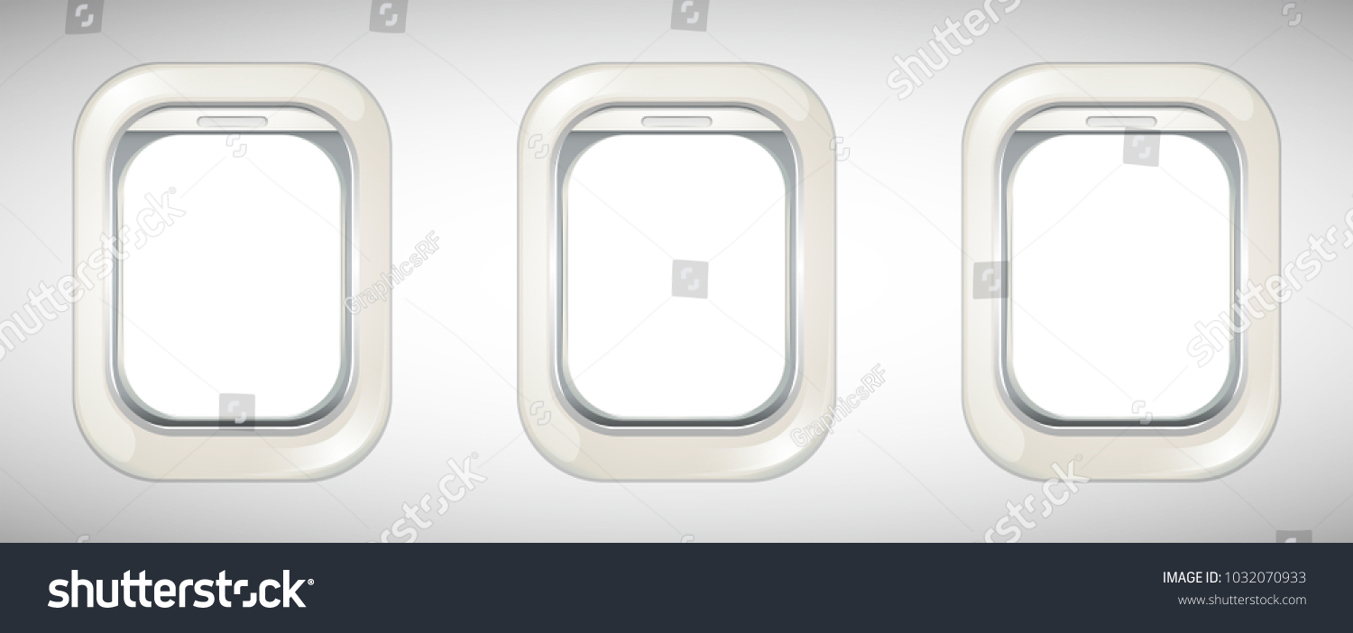 Three Airplane Windows Screen Open Illustration Stock Vector (Royalty ...