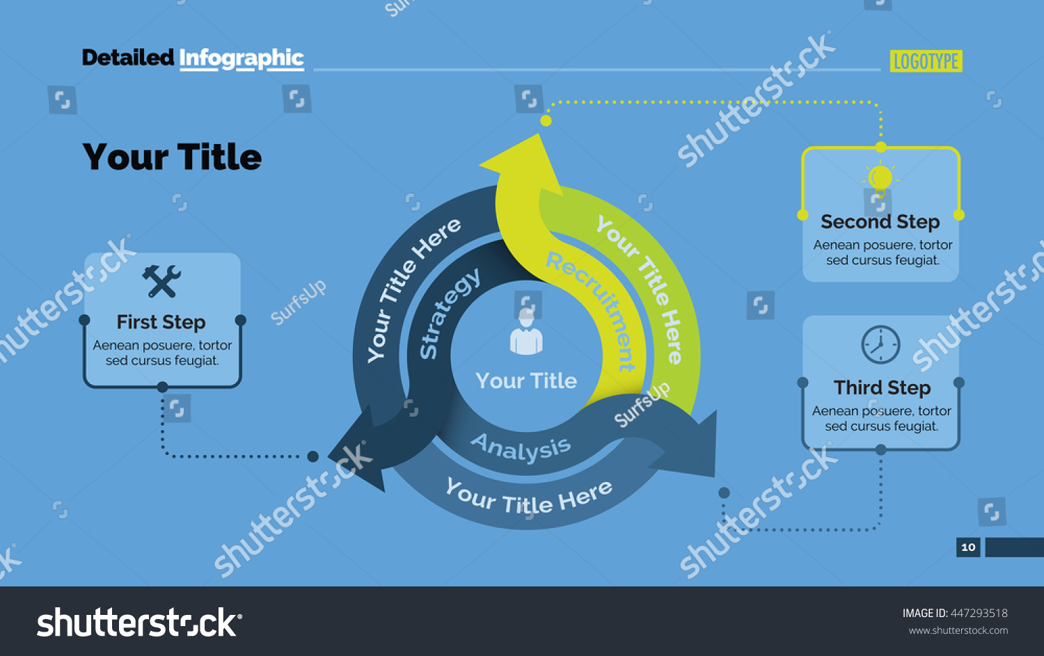Three Arrows Diagram Slide Template Stock Vector (Royalty Free) 447293518