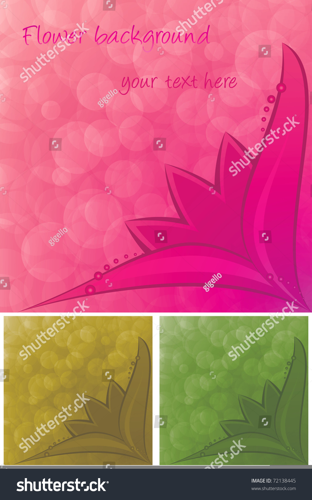 Three Beautiful Flower Background Stock Vector (Royalty Free) 72138445