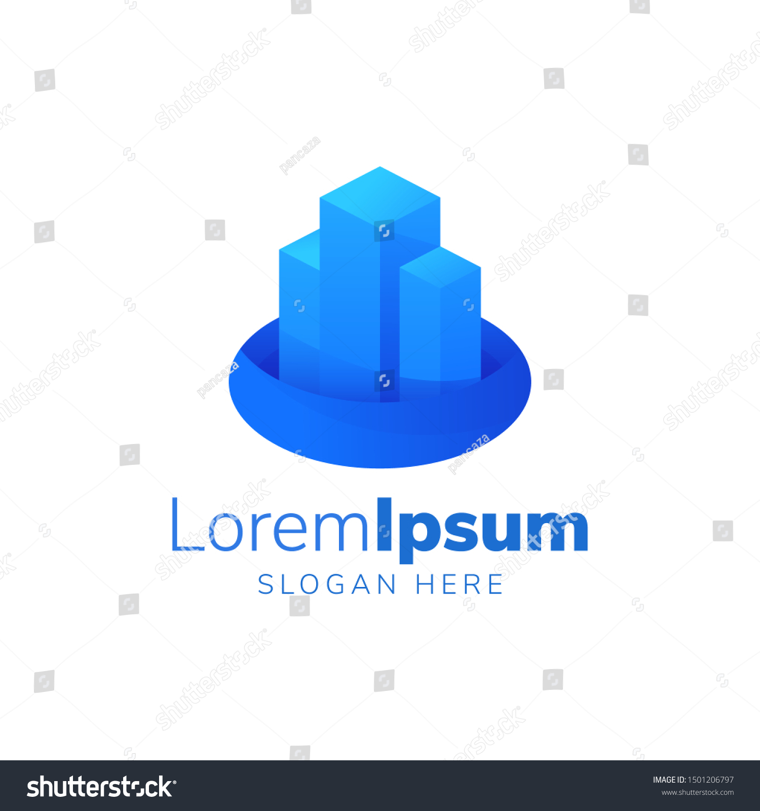 Three Building On Circle Logo Consept Stock Vector (Royalty Free ...