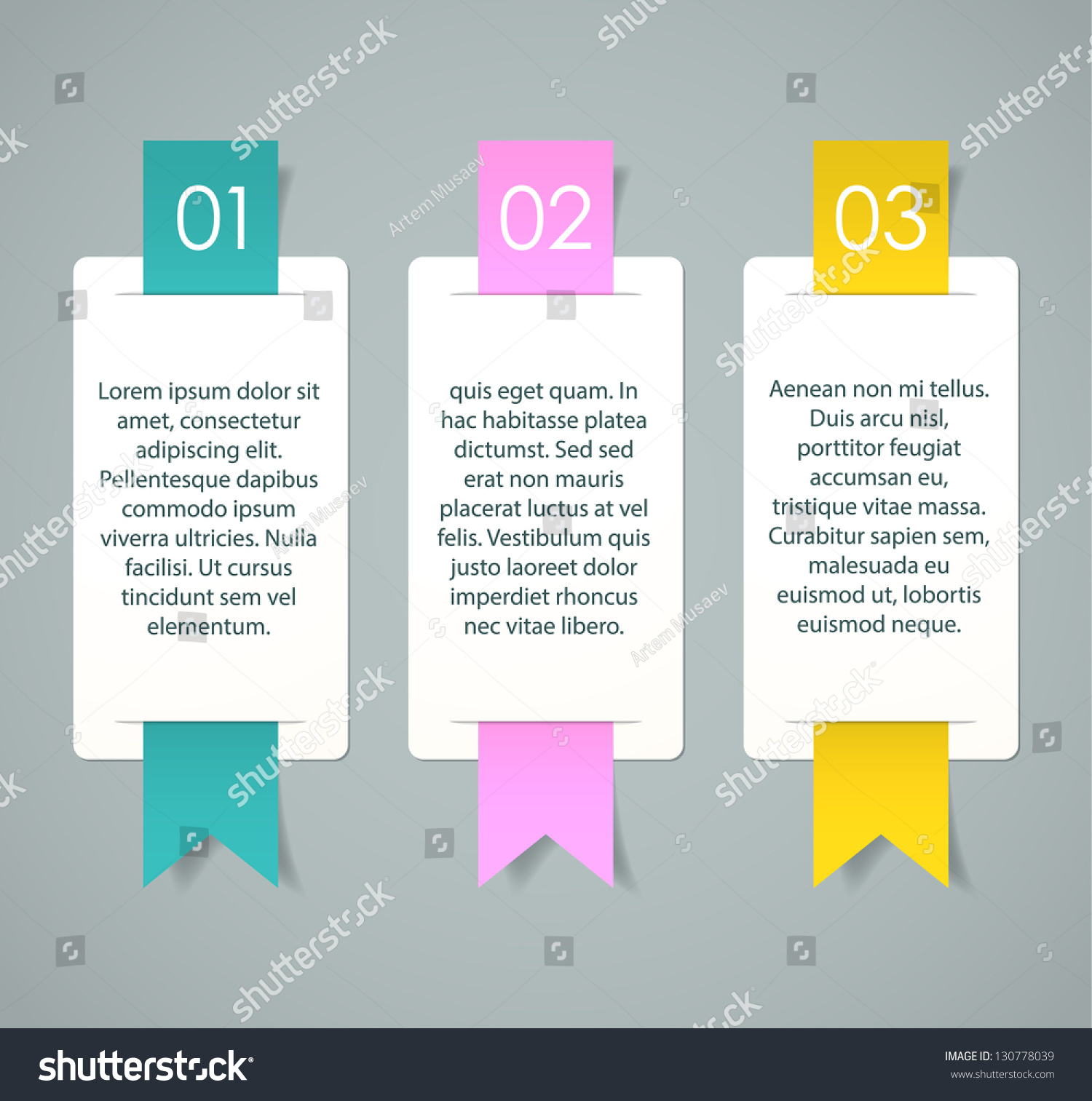 Three Cards Numbers Sample Text Cool Stock Vector (Royalty Free) 130778039