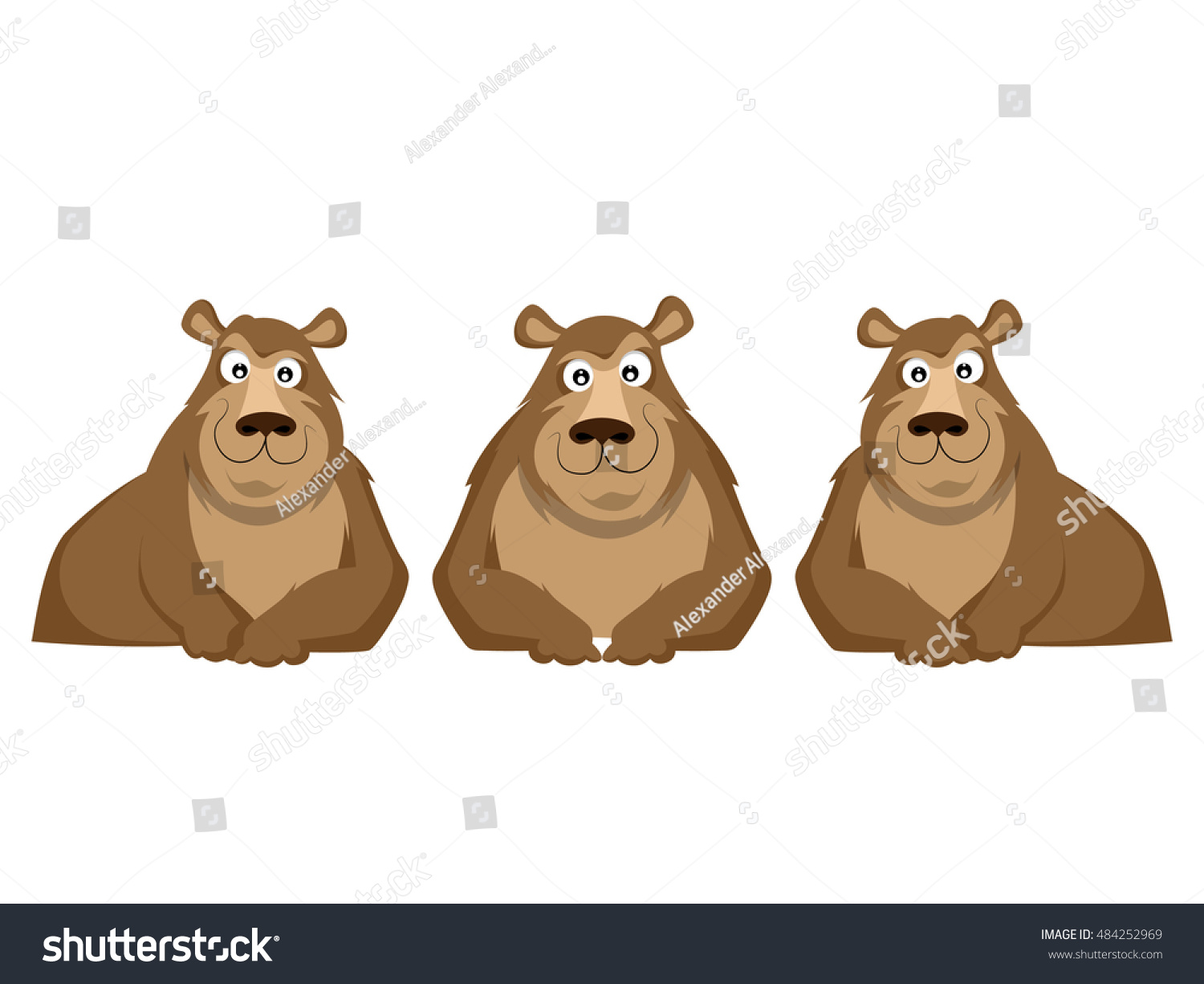 Three Cartoon Bears Stock Vector (Royalty Free) 484252969