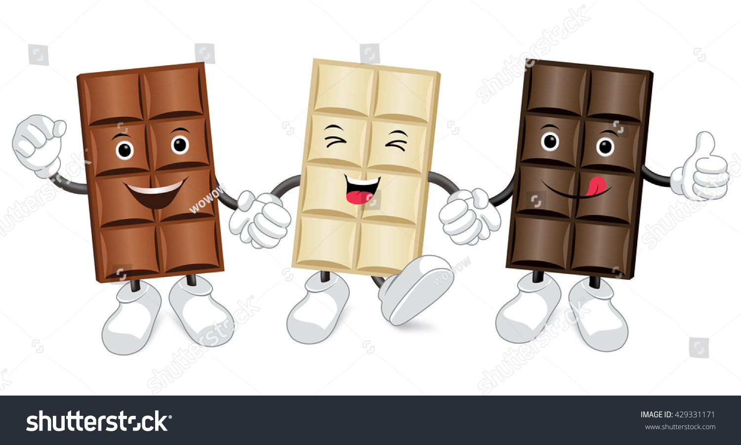 Three Chocolate Character Set Isolated Illustration Stock Vector ...