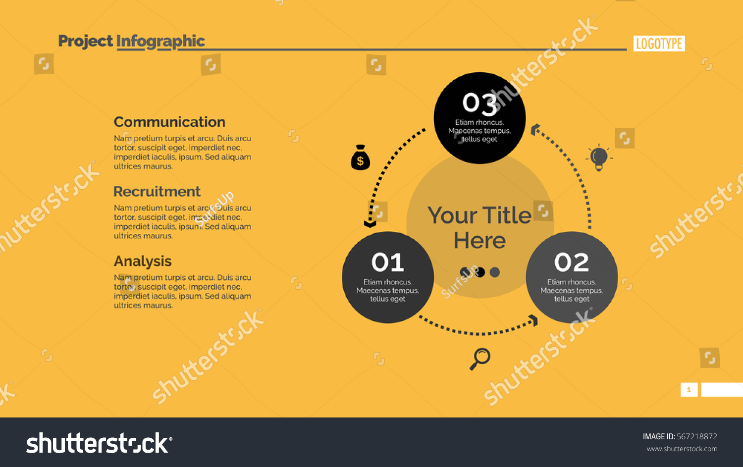 Three Circles Cycle Slide Template: vector de stock (libre de regalías ...