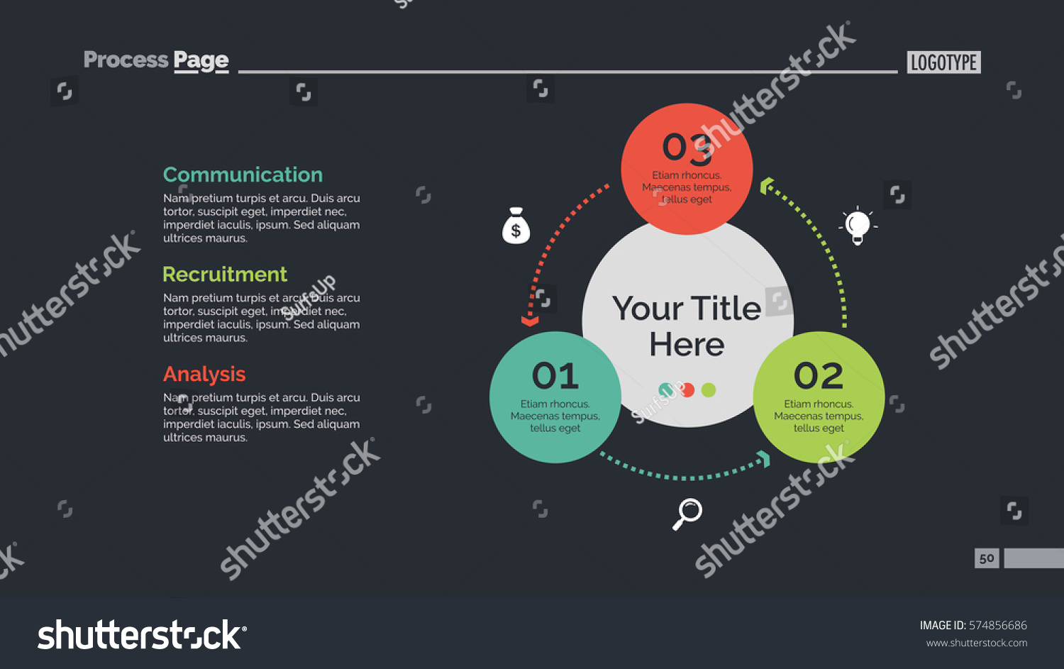 Three Circles Cycle Slide Template: vector de stock (libre de regalías ...