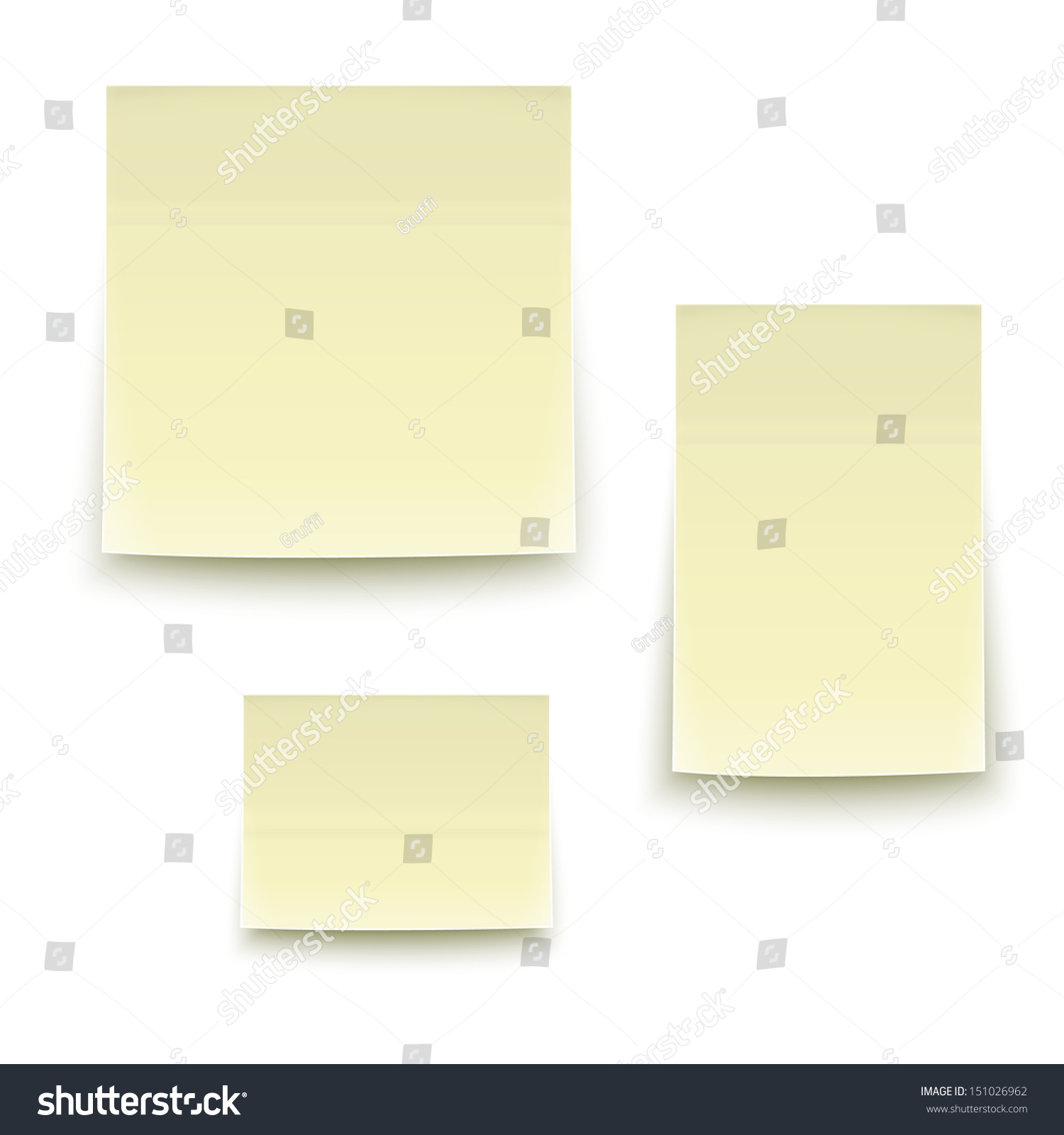 Three Classic Yellow Paper Stickers Three Stock Vector (royalty Free