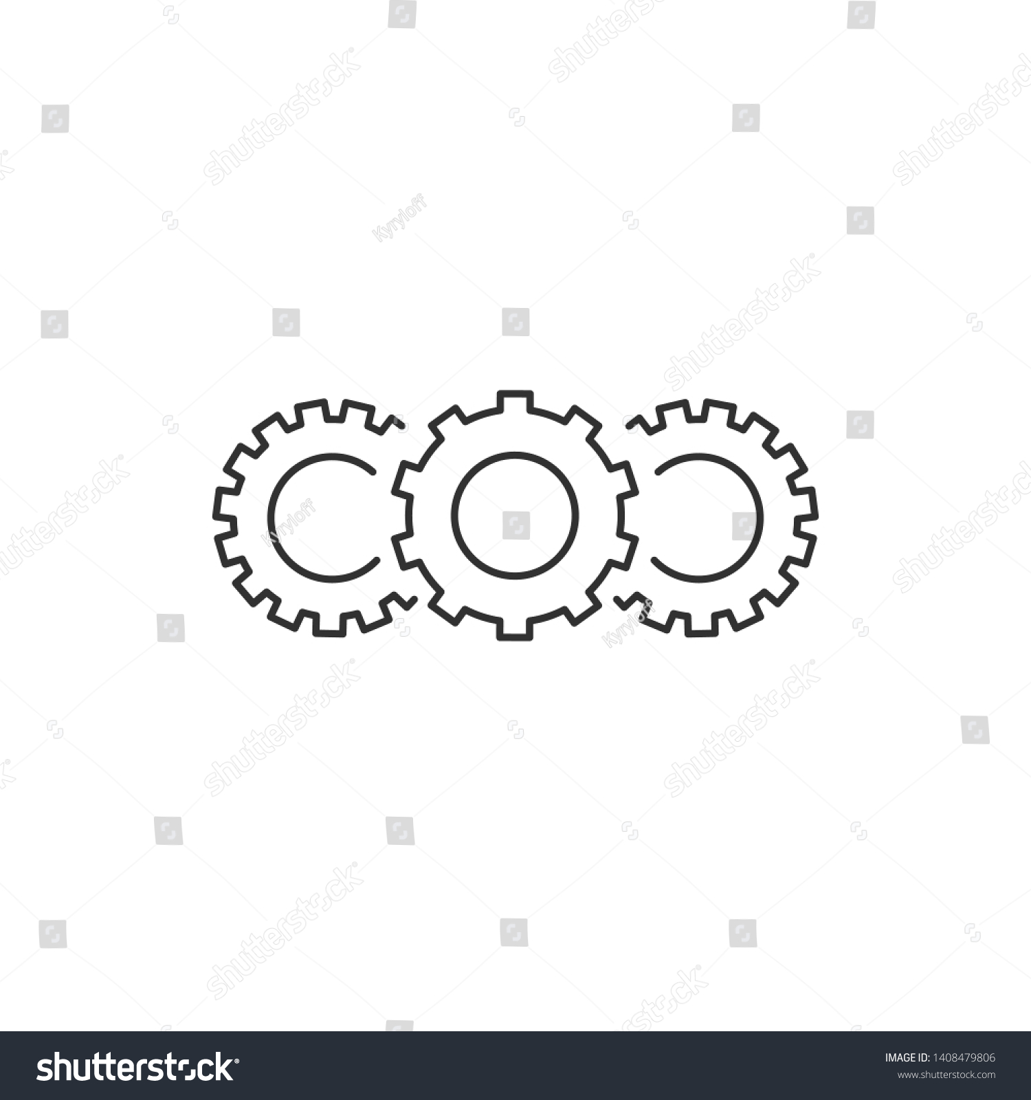 Three Cogwheels Linear Icon Cogwheel Concept: เวกเตอร์สต็อก (ปลอดค่า ...