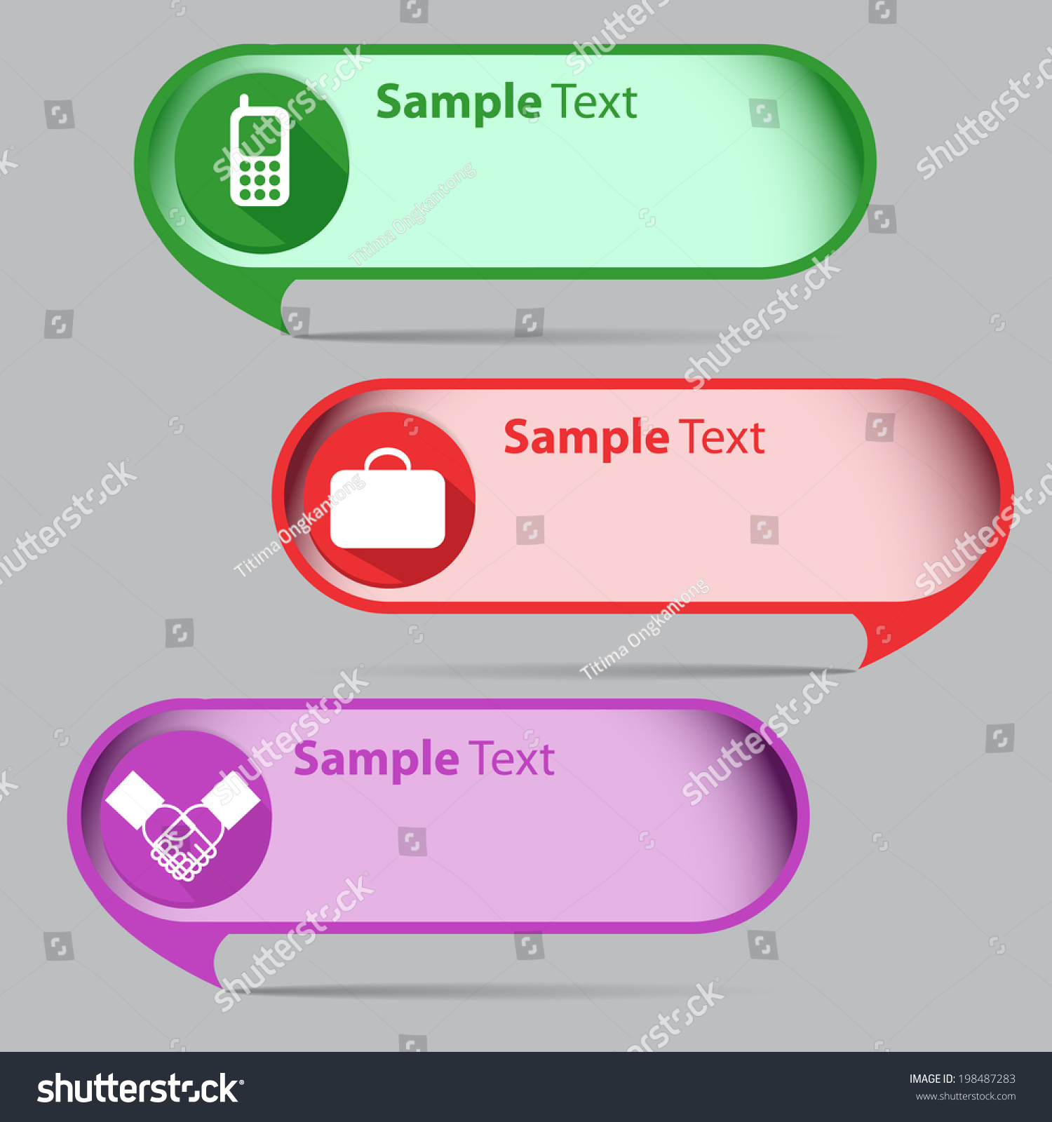 Three Color Speech Bubbles Text Box: vector de stock (libre de regalías ...