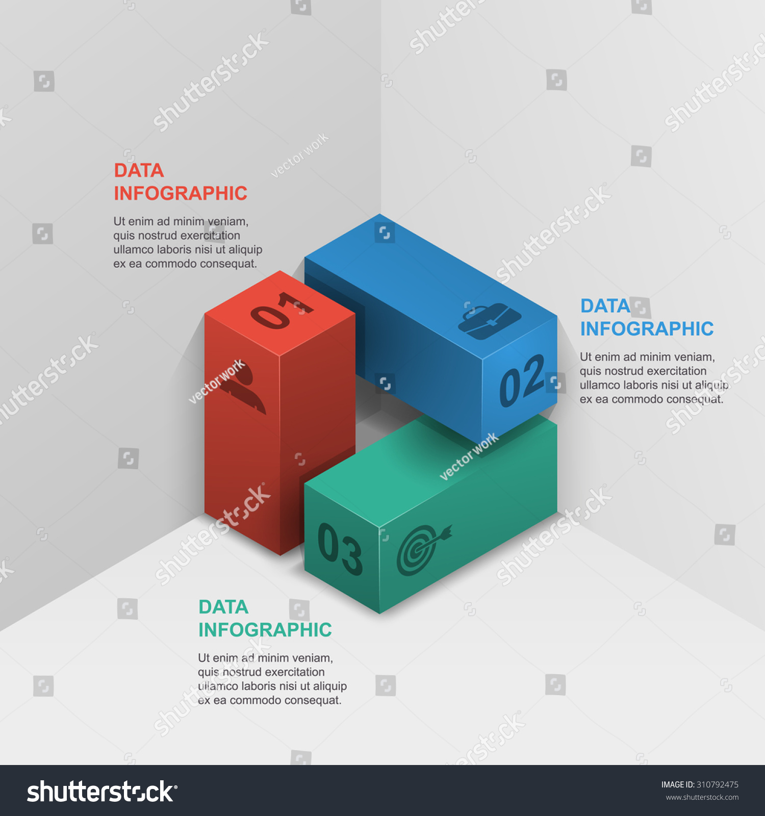 Three Column Infographics Data 3d Isometric: vector de stock (libre de ...