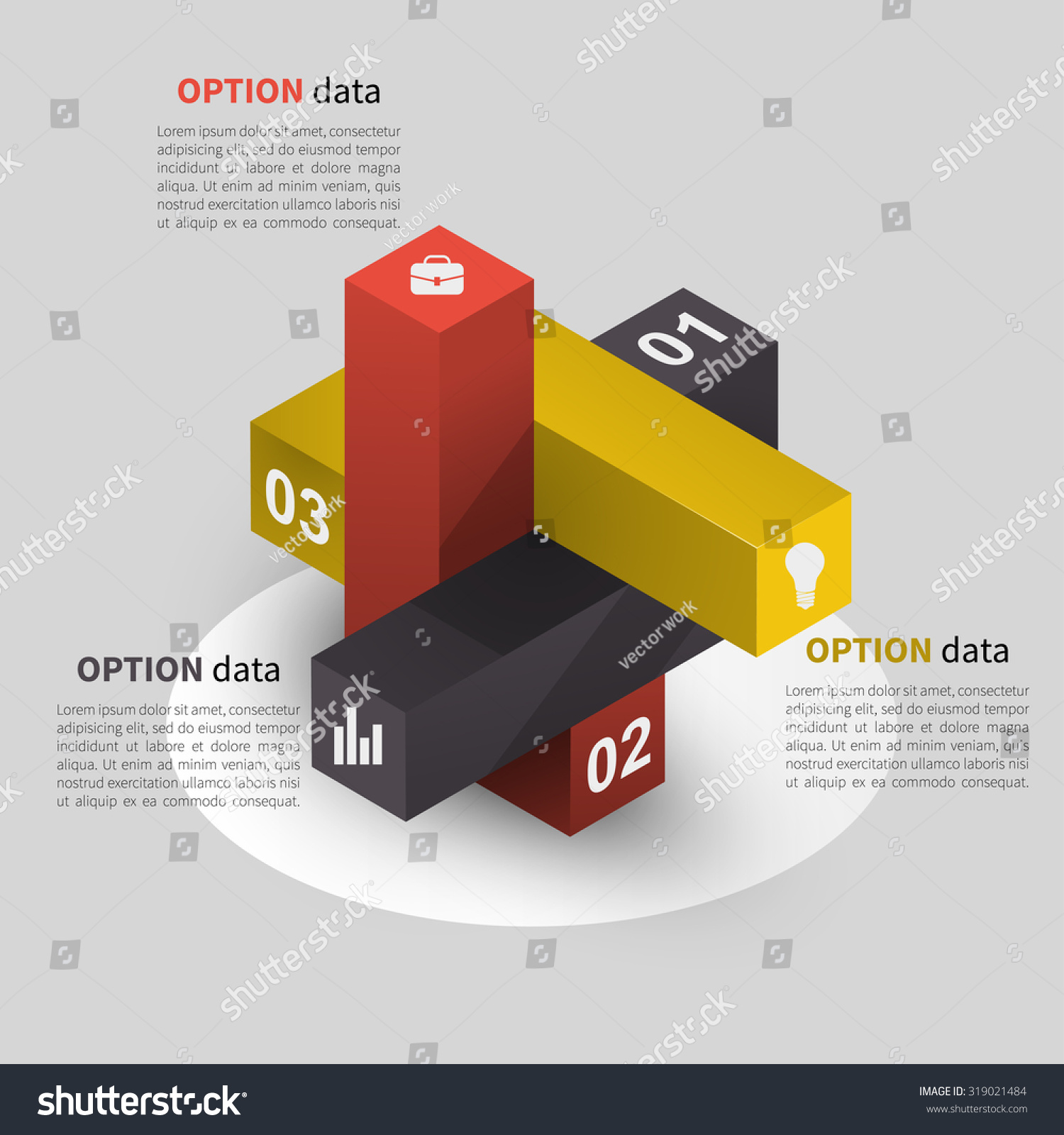 Three Column Infographics Data 3d Isometric: vector de stock (libre de ...