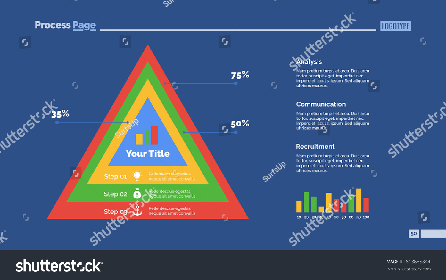 Three Comparison Triangles Slide Template Stock Vector (Royalty Free ...