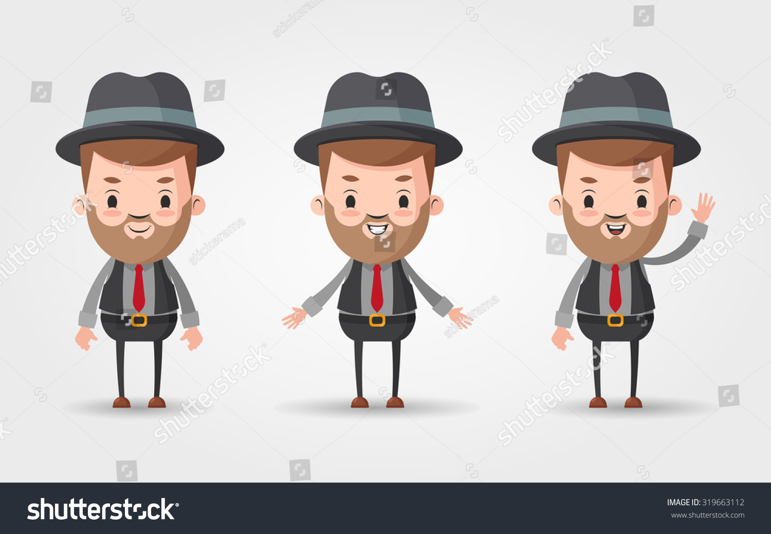Three Cute Cartoon Gangsters Second Vector Stock Vector (Royalty Free ...