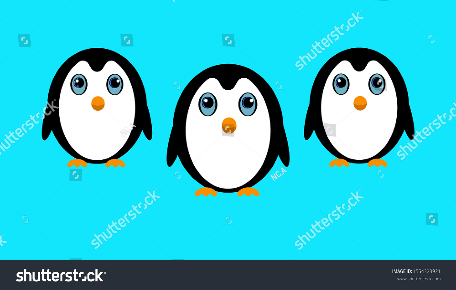 Three Cute Penguins Vector Art Stock Vector (Royalty Free) 1554323921 ...