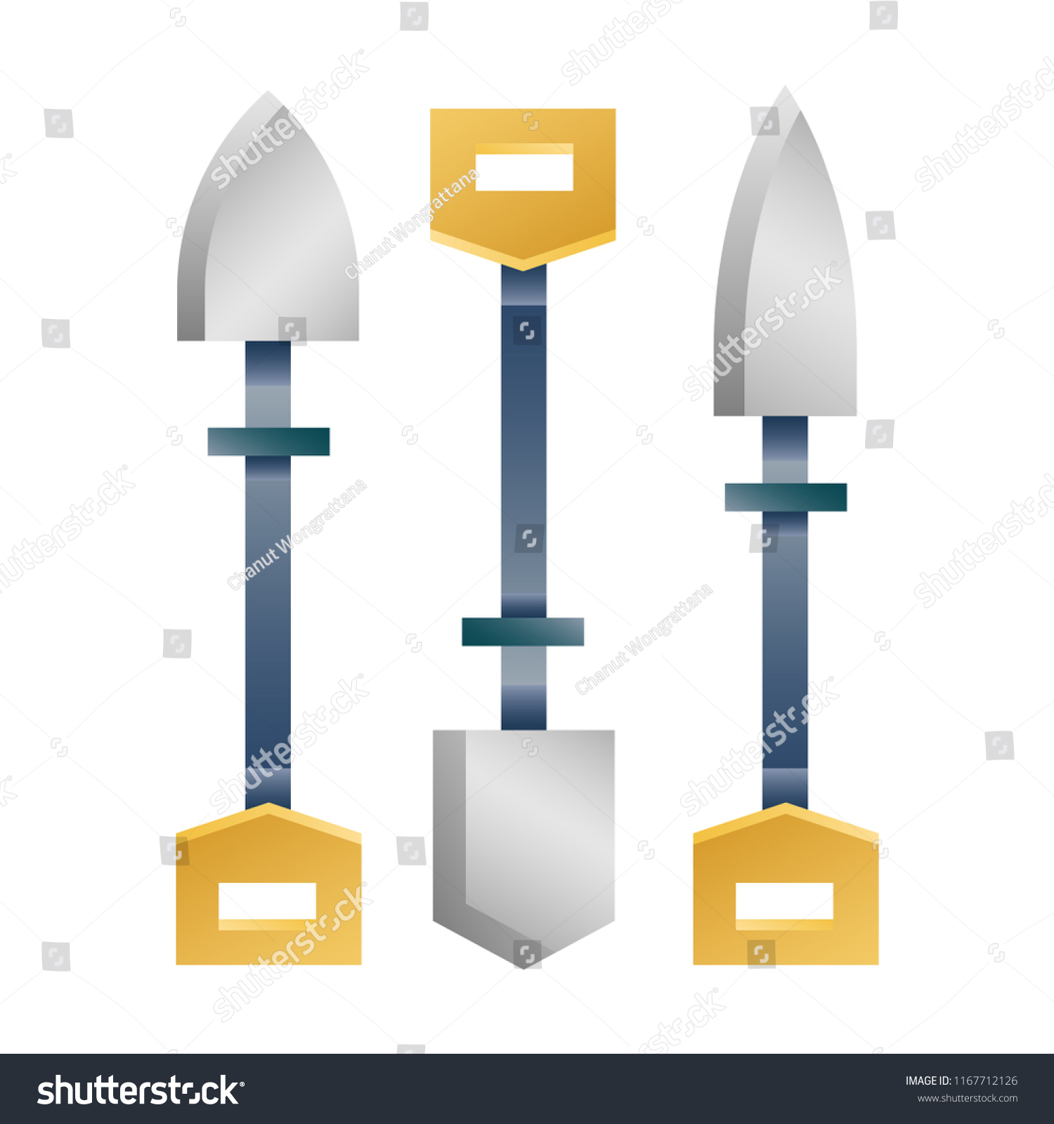 Three Digging Spades Vector Illustration Gradient Stock Vector (Royalty ...
