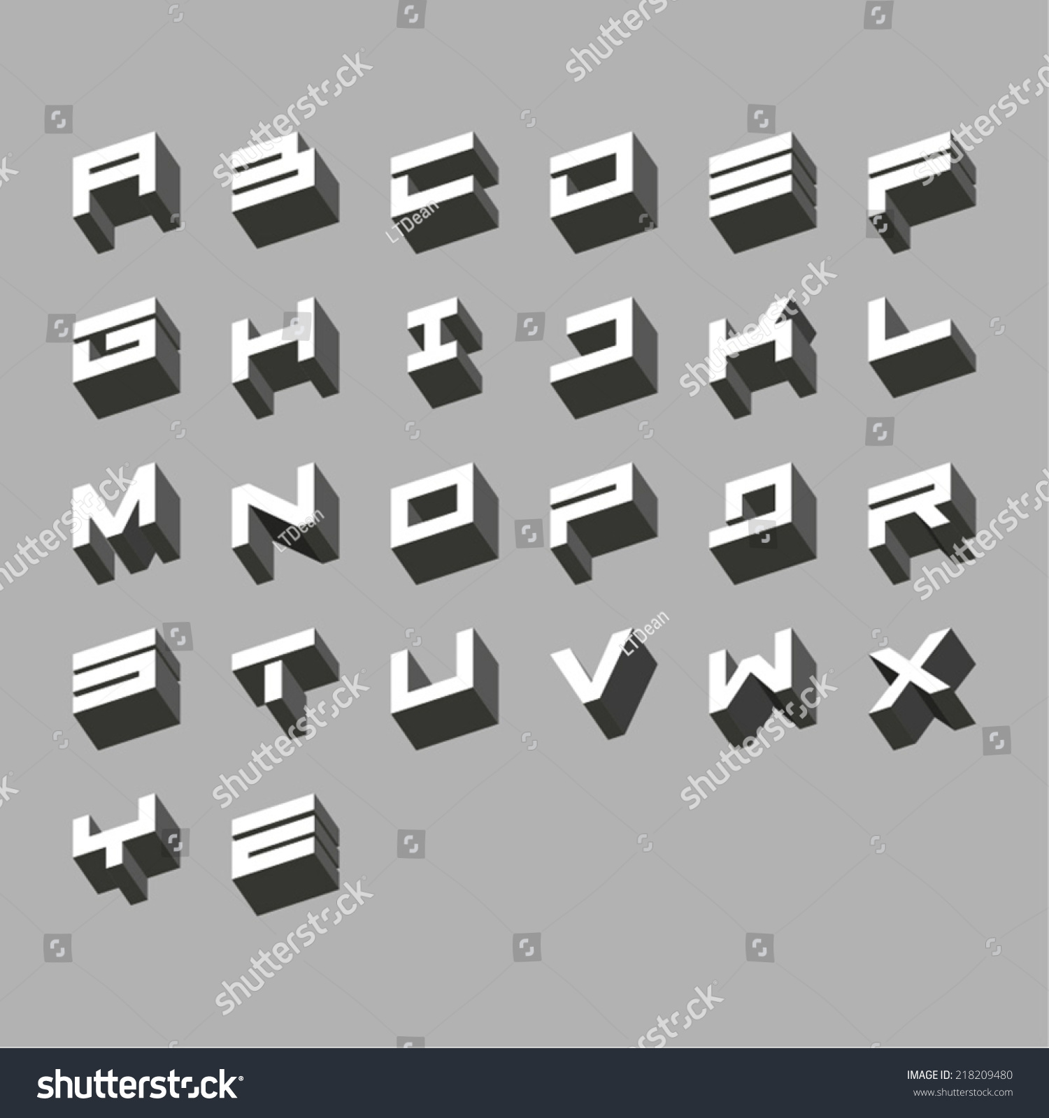 Three Dimensional Alphabet Stock Vector (Royalty Free) 218209480 ...