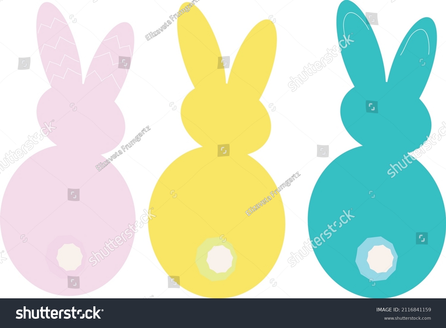Three Easter Bunnies On White Background Stock Vector (Royalty Free ...