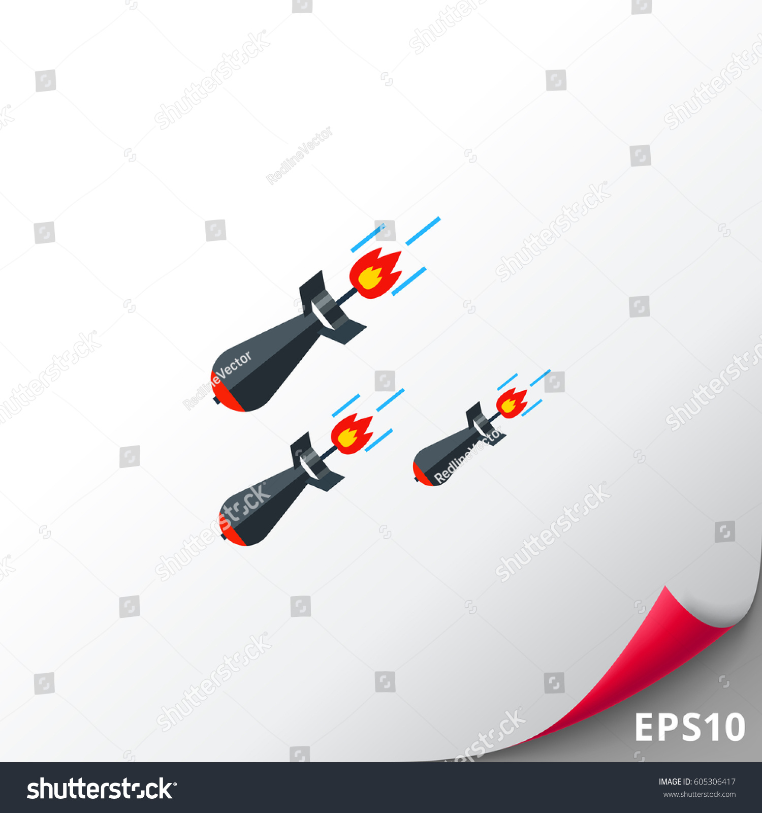 Three Falling Missiles Icon Stock Vector (Royalty Free) 605306417 ...