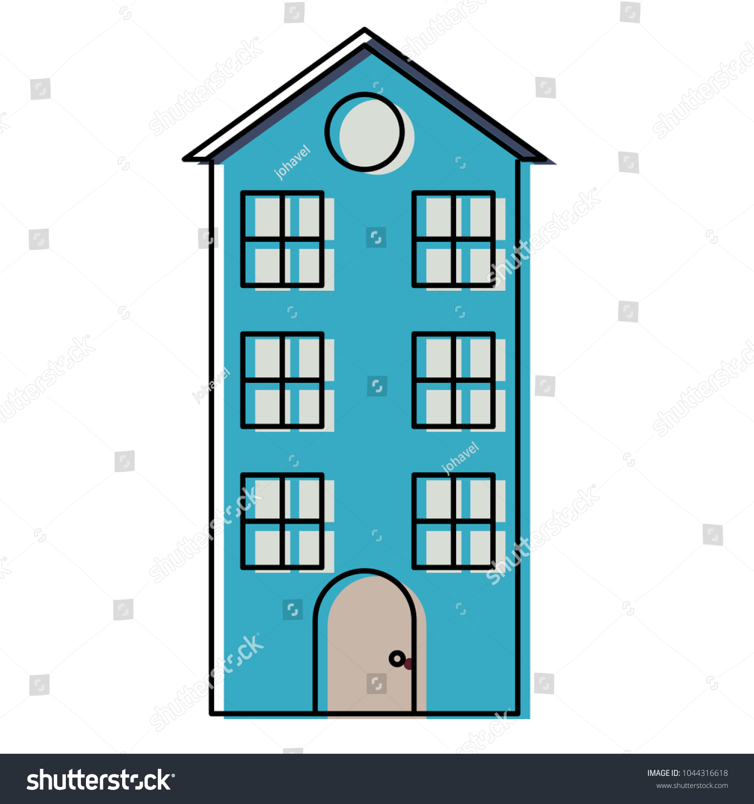 Three Floors House Icon Stock Vector (Royalty Free) 1044316618 ...