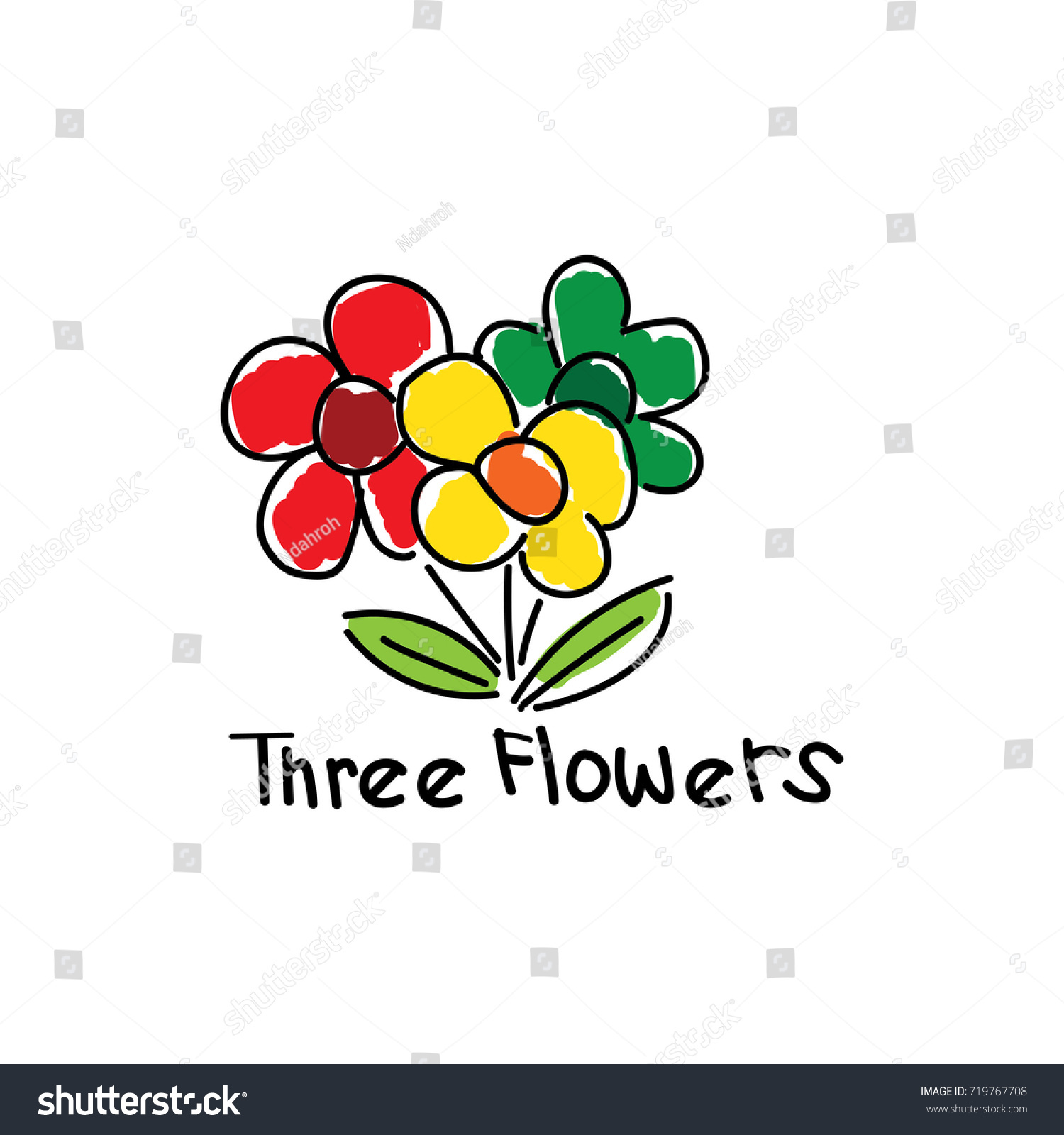 Three Flowers Logo Icon Stock Vector (Royalty Free) 719767708
