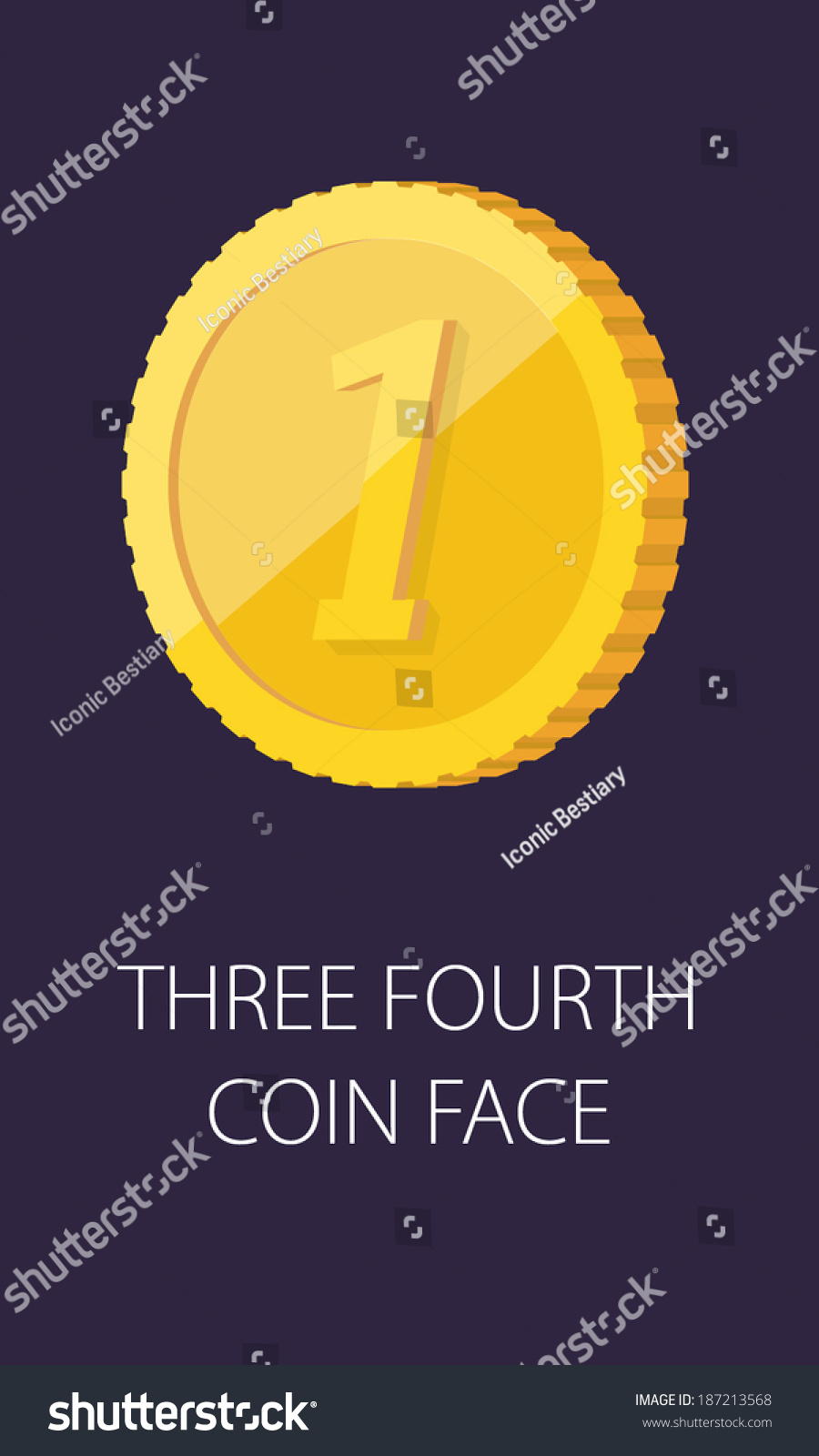 Three Fourth View Gold Coin Face Stock Vector (Royalty Free) 187213568