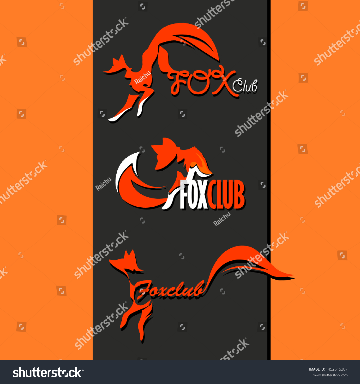 Three Fox Logos Text On Dark: เวกเตอร์สต็อก (ปลอดค่าลิขสิทธิ์ ...
