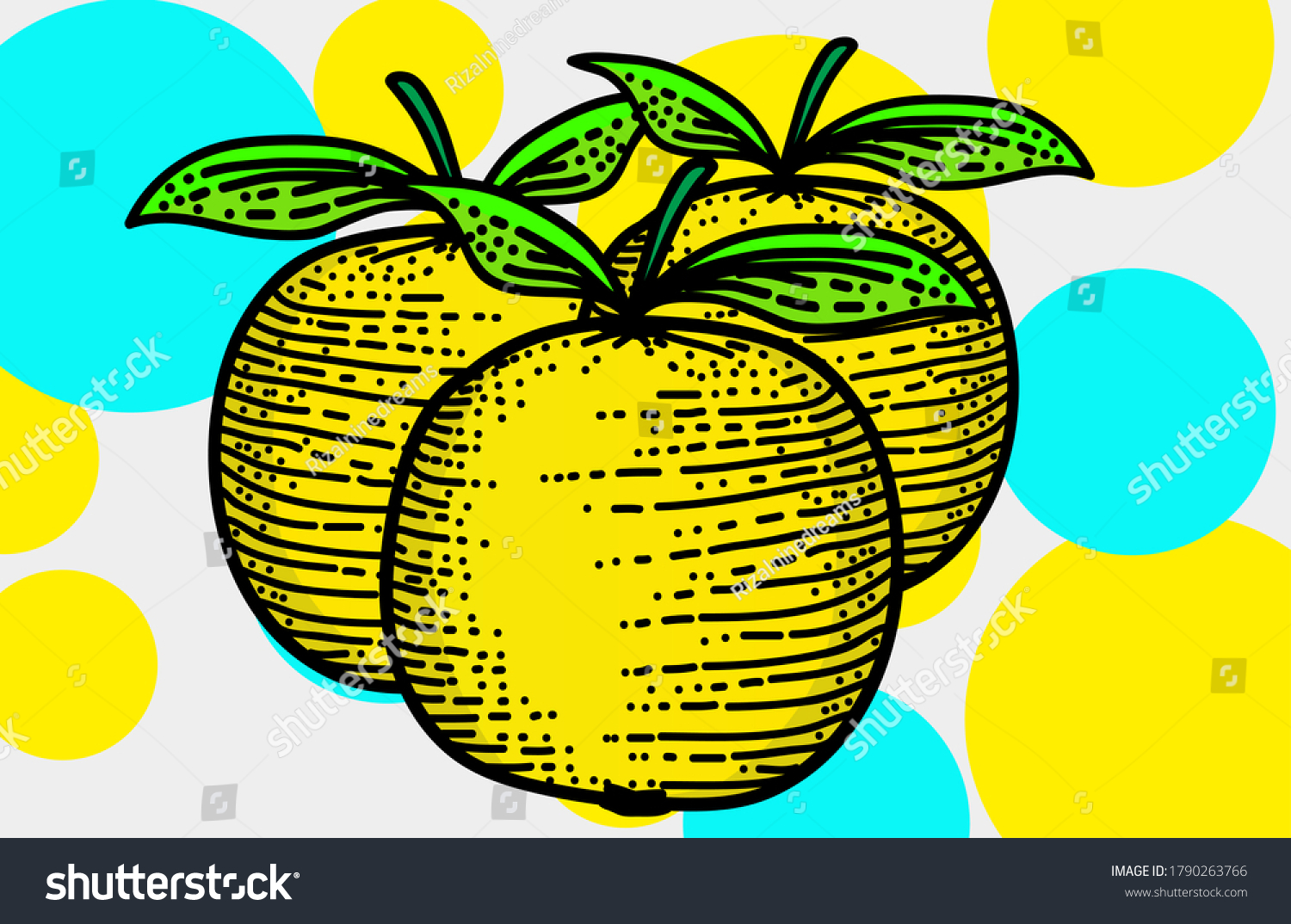Three Fruit Drawing Yellow Vector Arts Stock Vector (Royalty Free ...