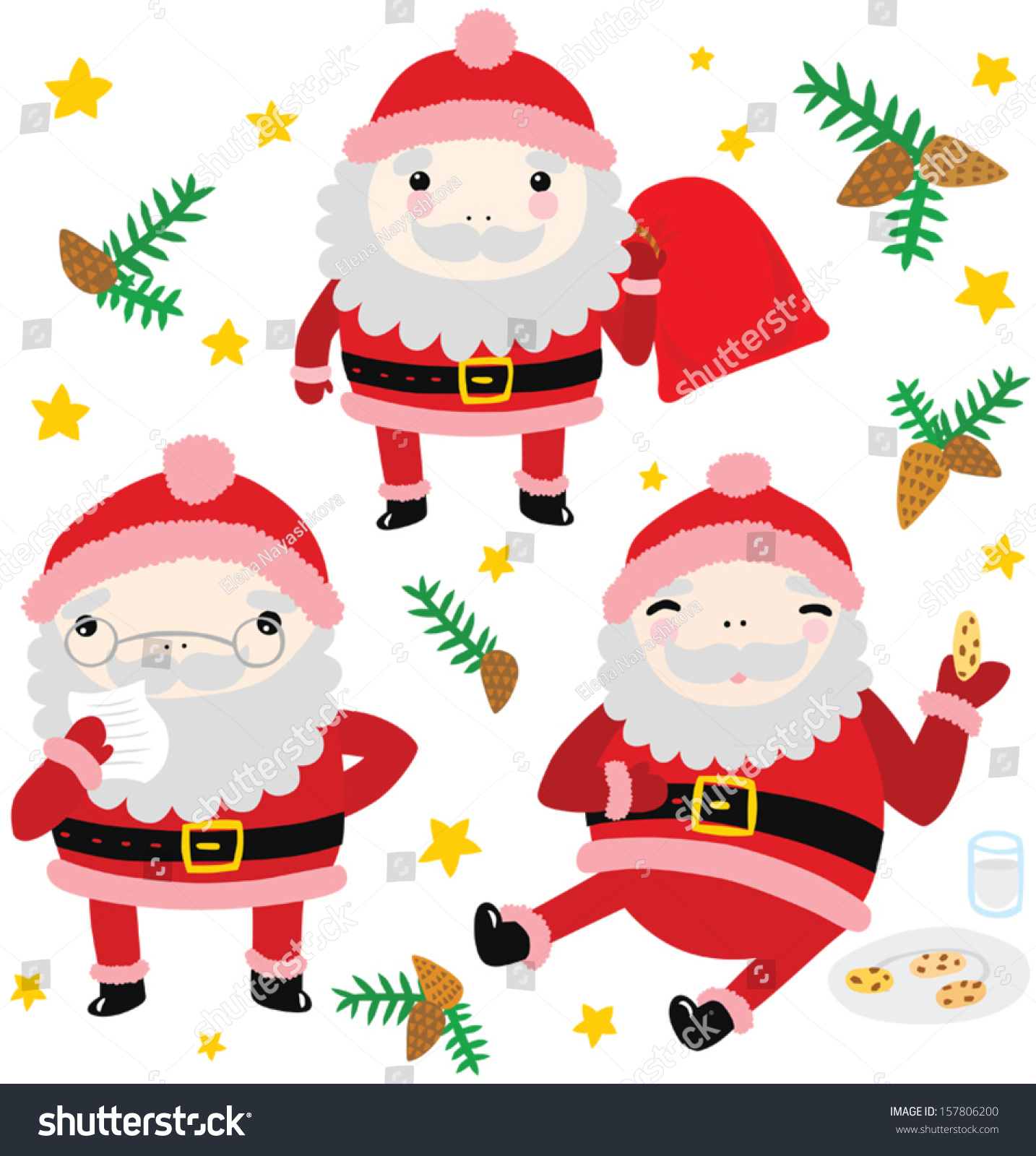 Three Funny Santa Characters Stock Vector (Royalty Free) 157806200 ...