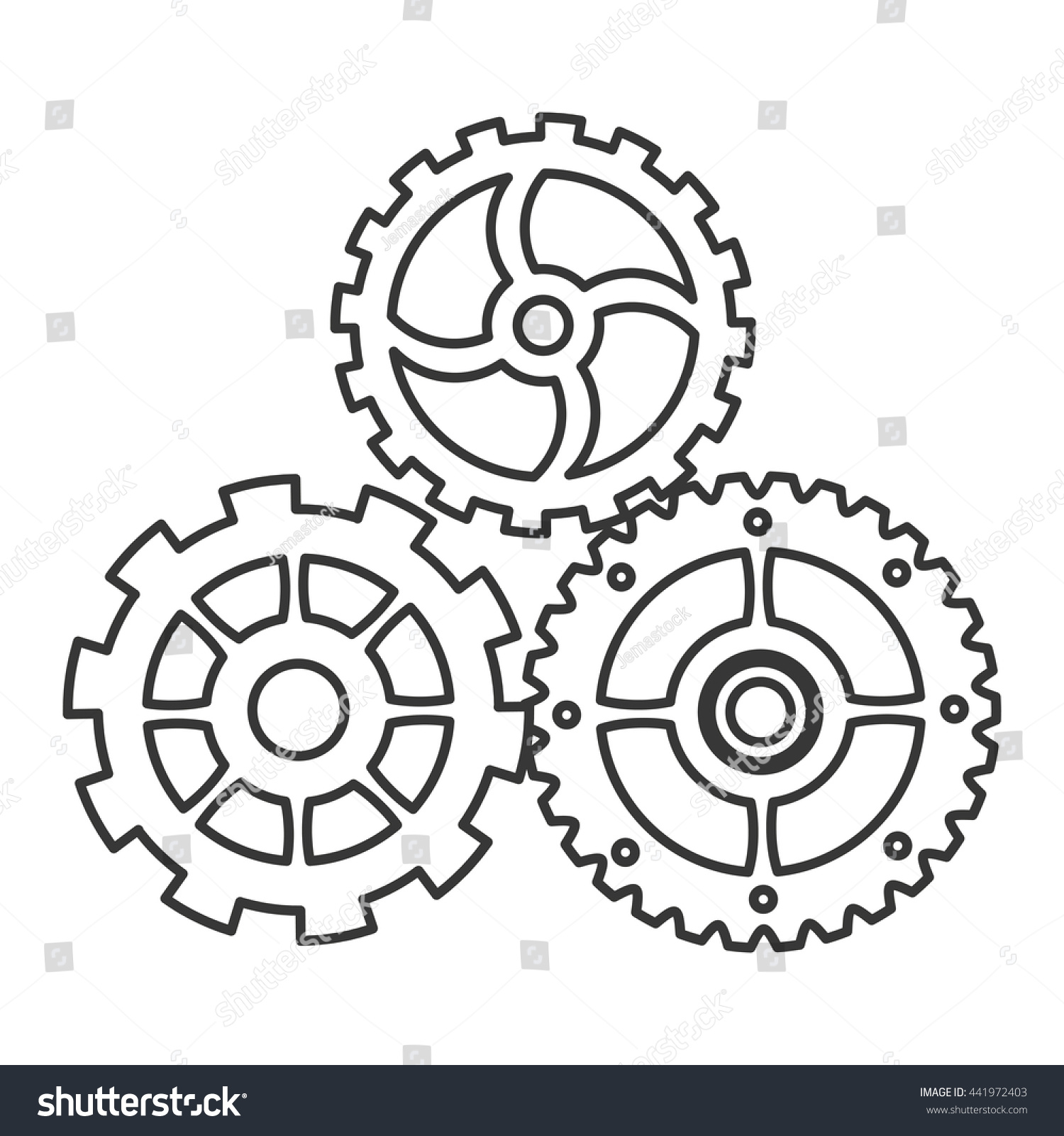 Three Gears Icon Stock Vector (Royalty Free) 441972403 | Shutterstock
