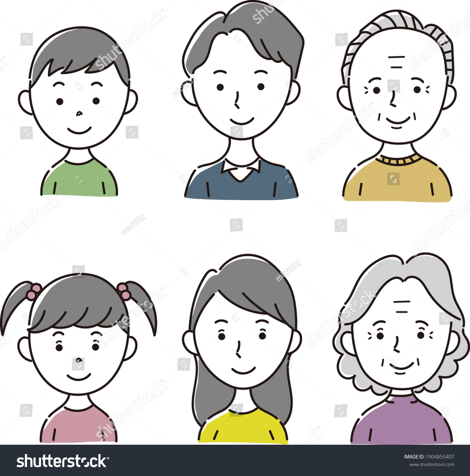 Three Generation Family Vector Illust Stock Vector (Royalty Free ...