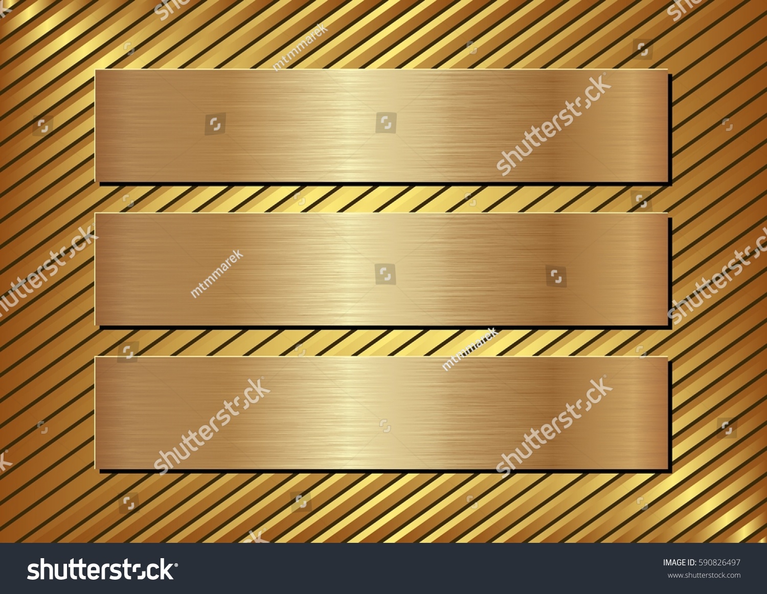 Three Golden Plaques Stock Vector (Royalty Free) 590826497 - Shutterstock