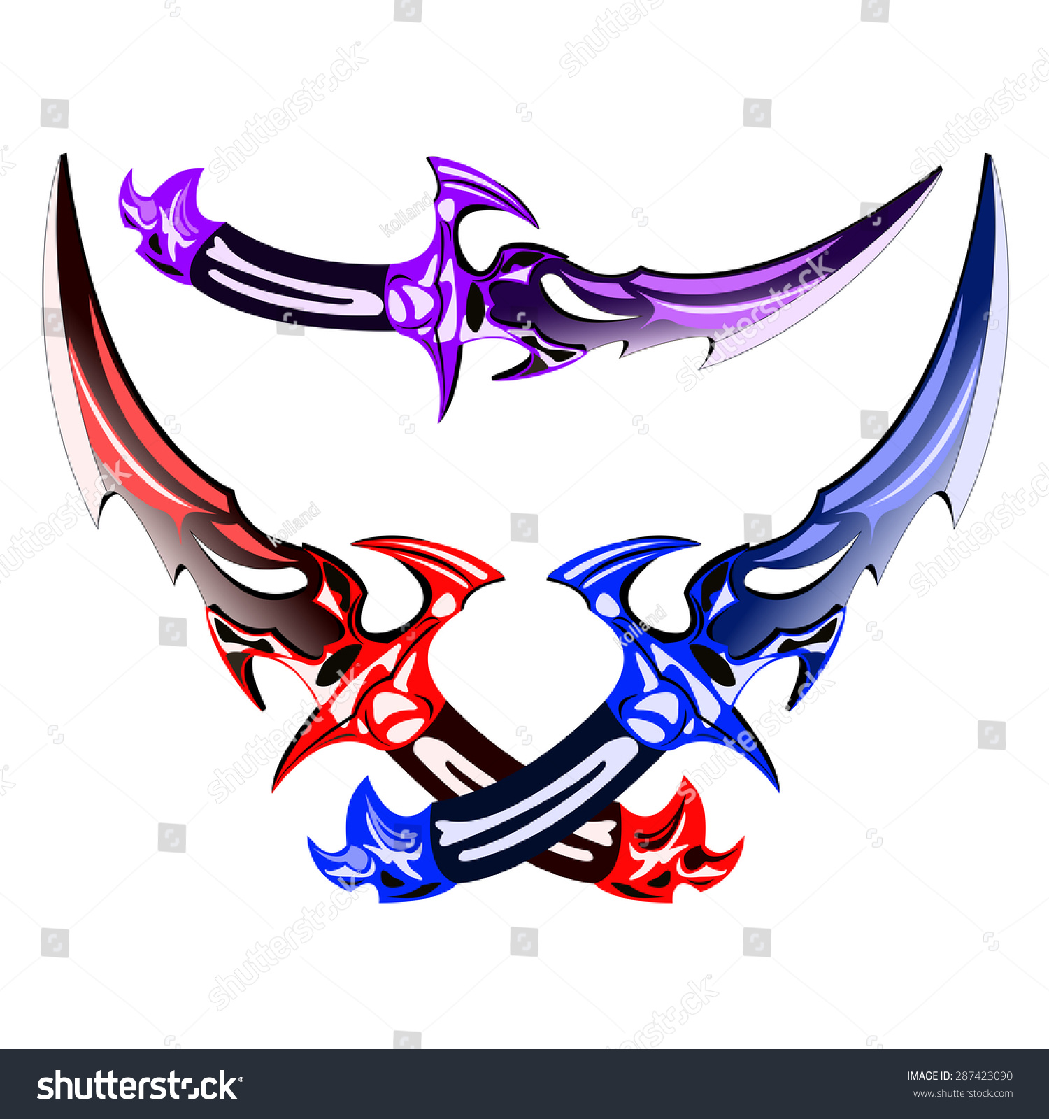 Three Gothic Dagger Isolated On White Stock Vector (Royalty Free) 287423090