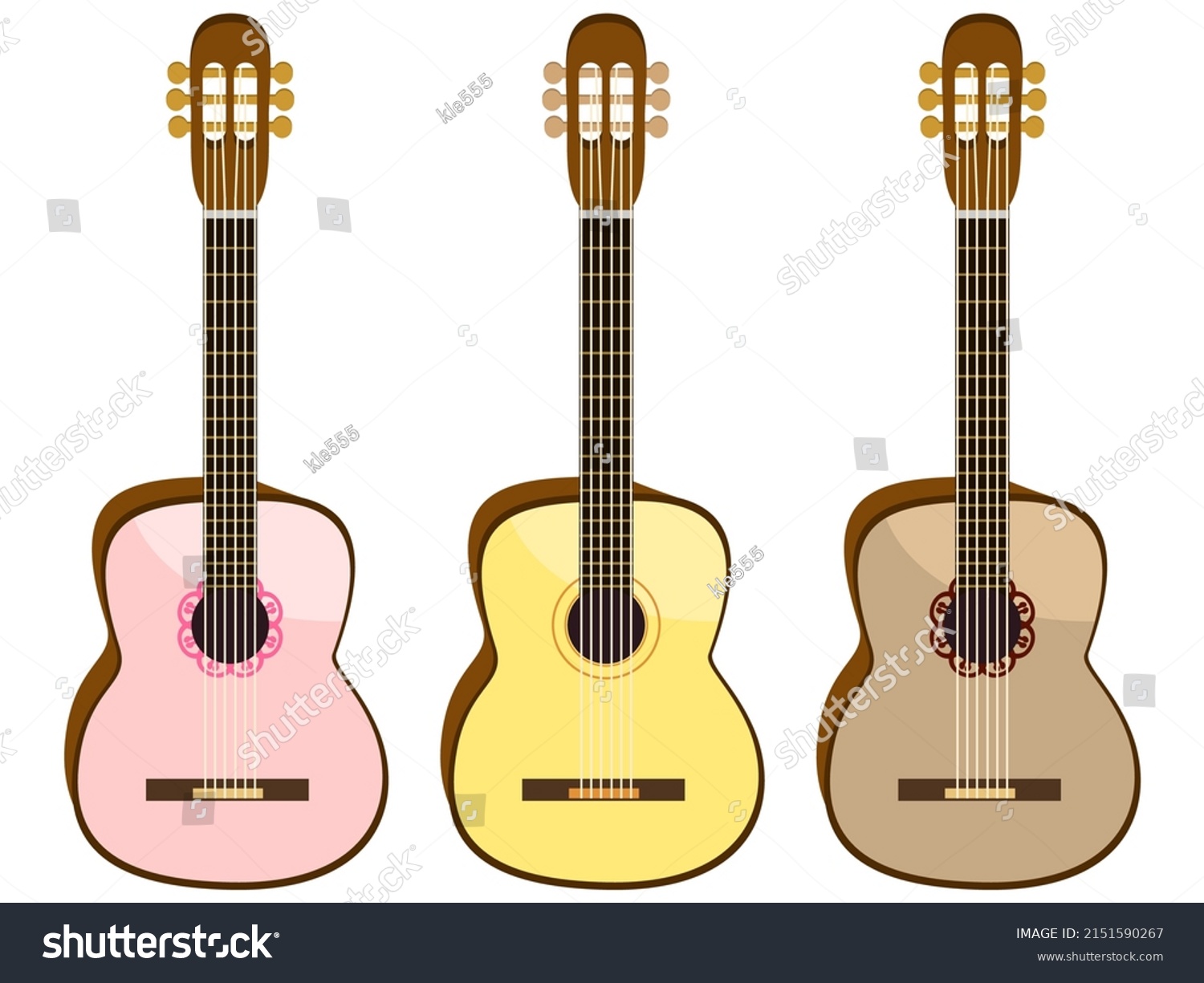 Three Guitars On White Background Stock Vector (Royalty Free ...