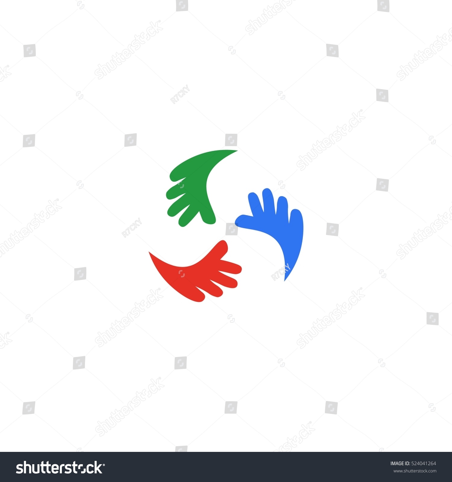 Three Hand Circle Unity Logo: vector de stock (libre de regalías ...
