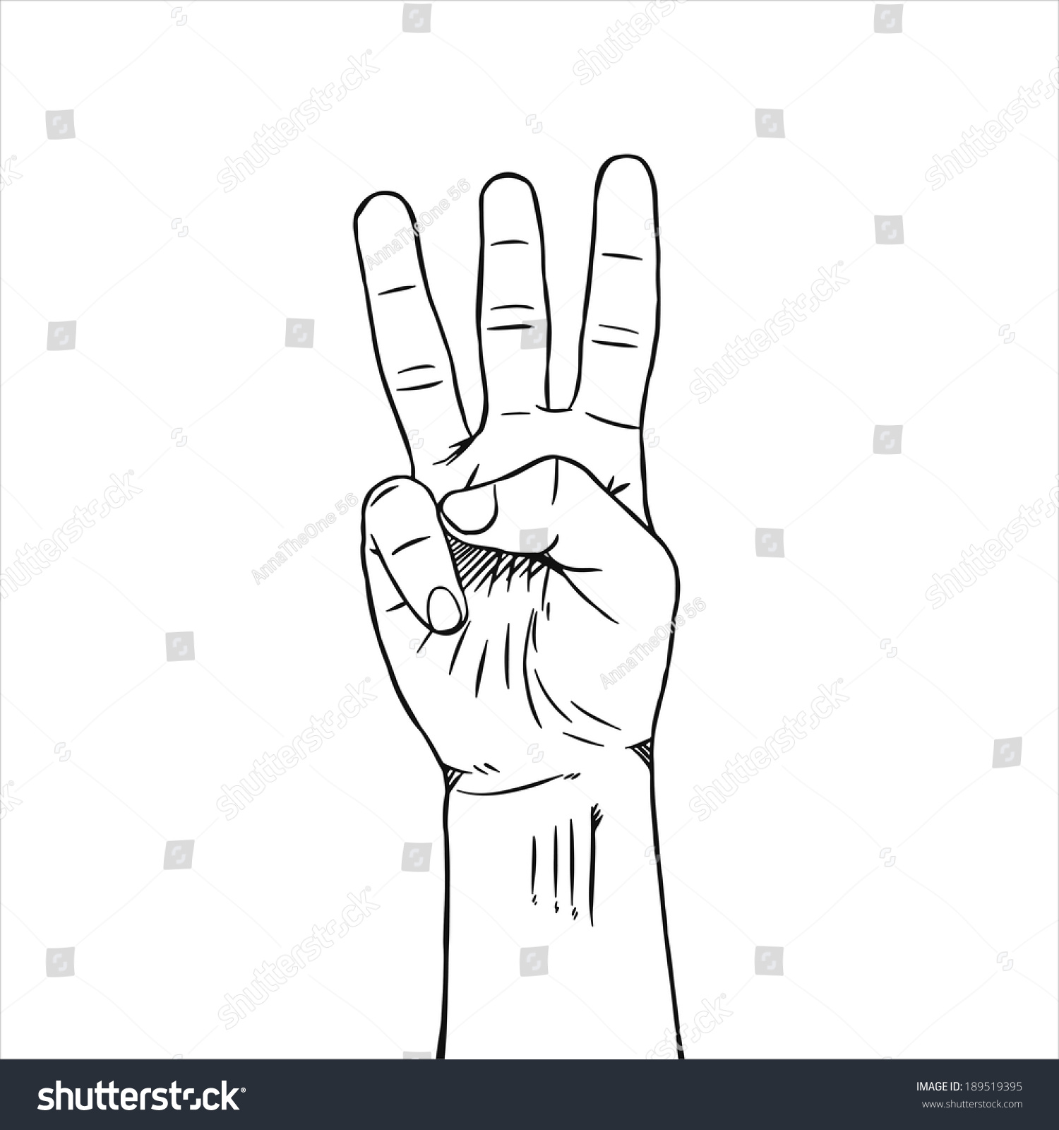 Three Hand Sign Outline Vector Stock Vector 189519395 - Shutterstock