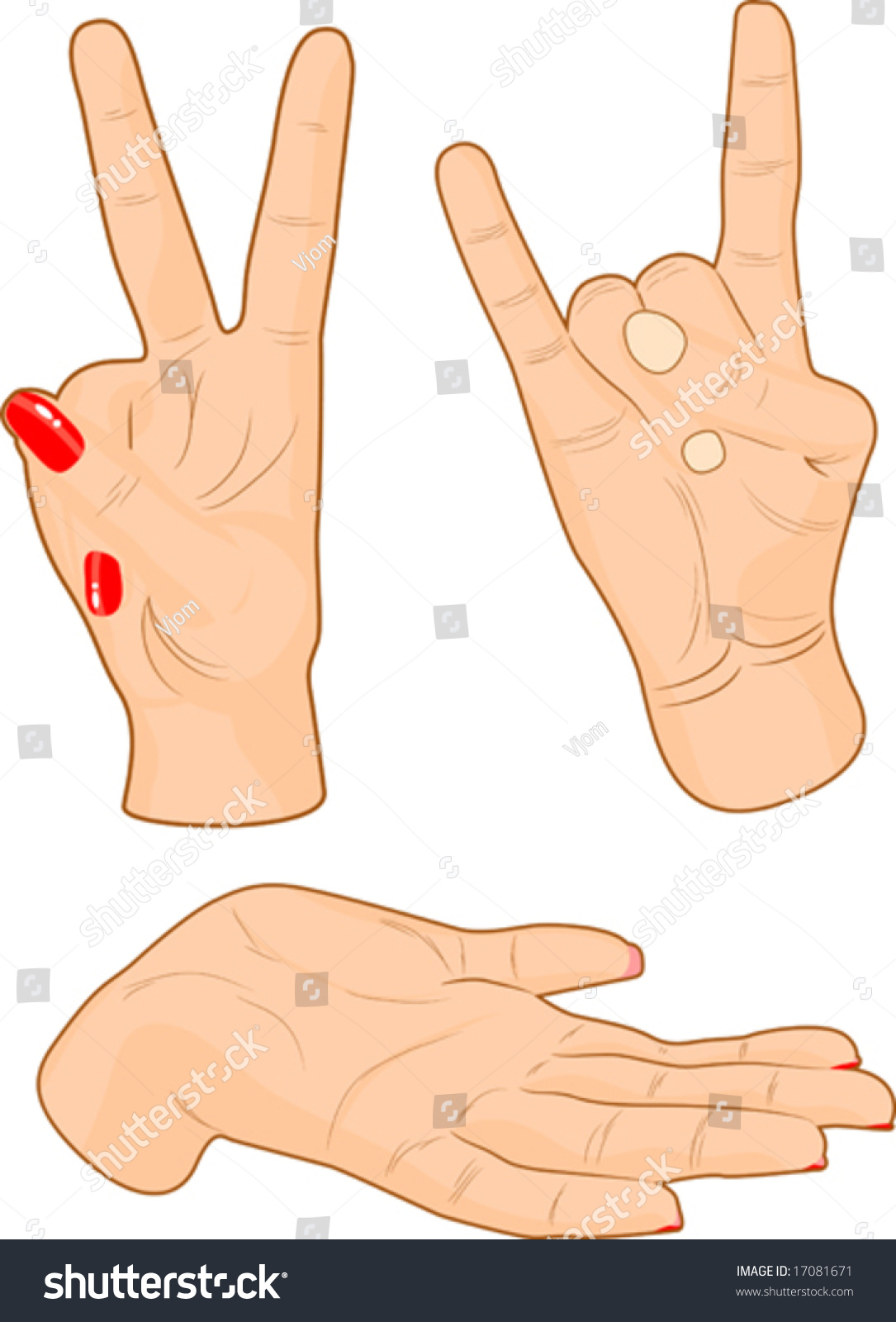 Three Hand Signs Vector Illustration: เวกเตอร์สต็อก (ปลอดค่าลิขสิทธิ์ ...