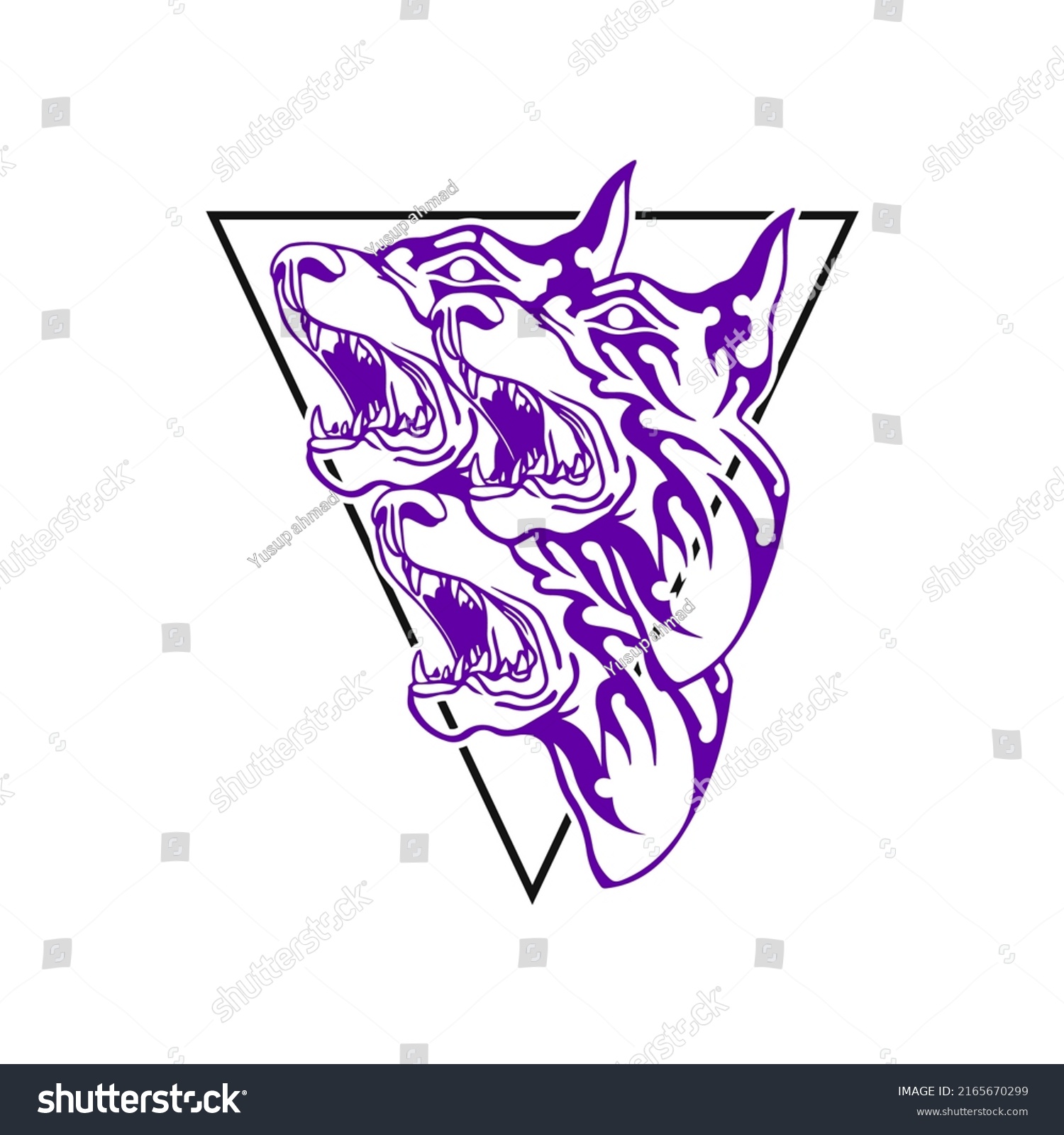 Three Headed Dog Vector Illustration Stock Vector (Royalty Free ...